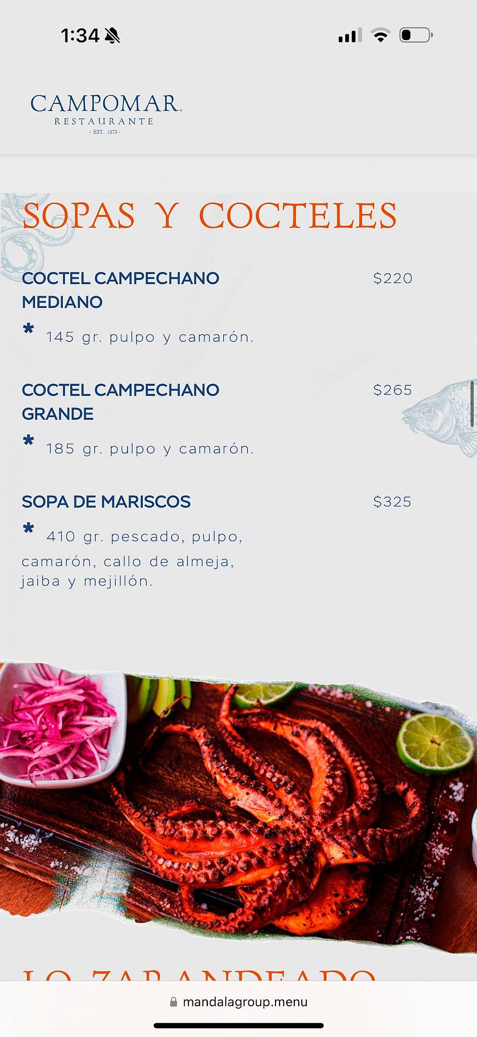 Carta del restaurante Campomar Andares, Guadalajara, Blvrd Puerta del ...