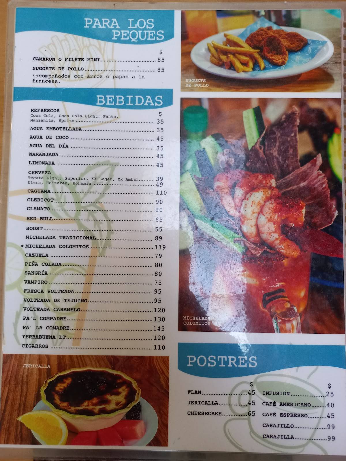 Carta del restaurante Colomitos Chapalita, Zapopan