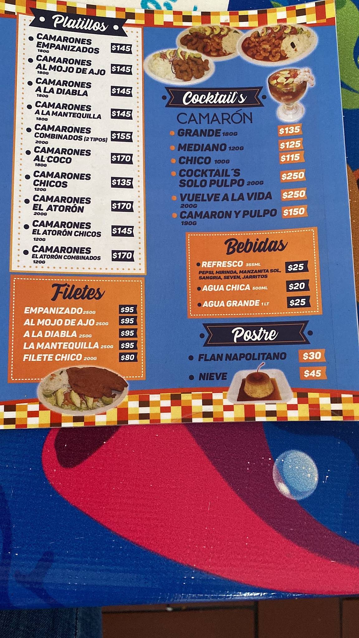 Carta del restaurante Mariscos El Atorón, Zapopan, Calz Federalismo 1733