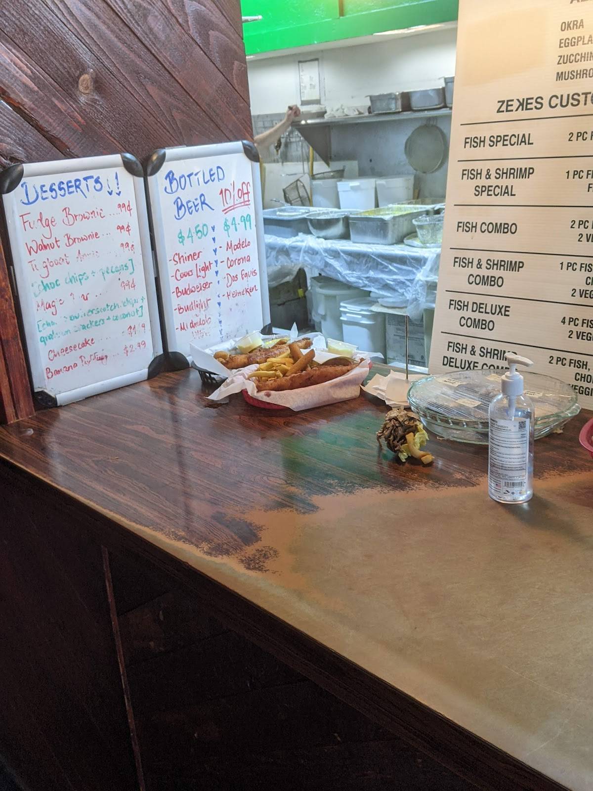 Menu at Zeke's Fish n Chips restaurant, Fort Worth, Curzon Ave