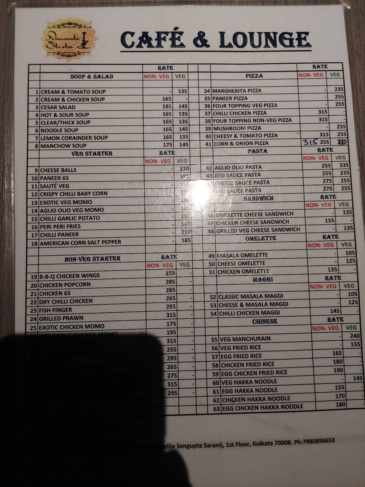 Menu at Zero Degree Cafe and Lounge Esplanade, Kolkata