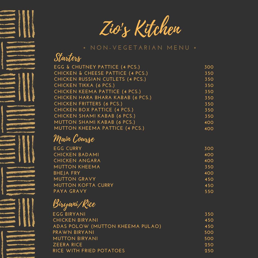 Menu at Zio's Kitchen, Mumbai