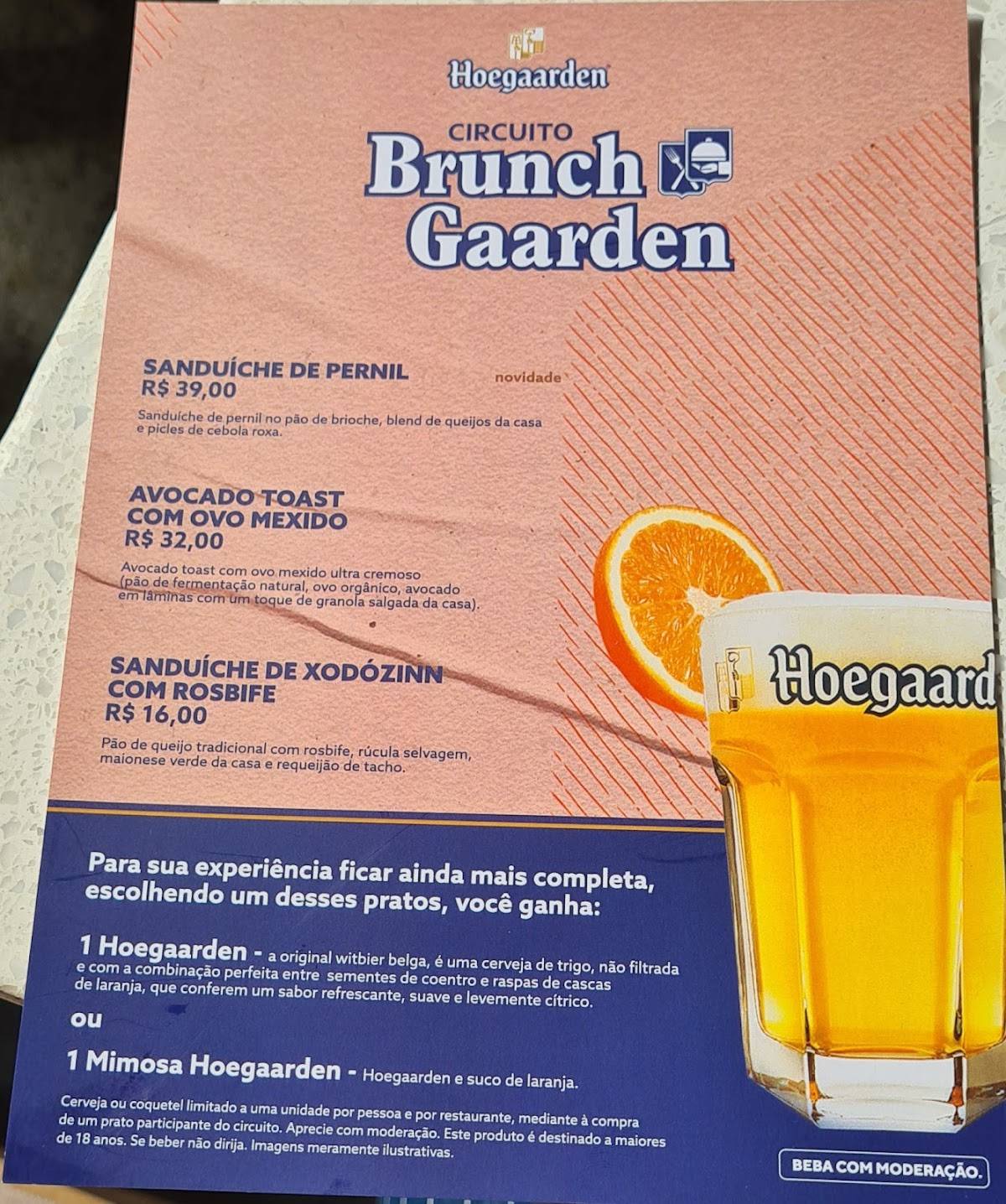 Menu em café zinn, São Paulo, Rua Haddock Lobo
