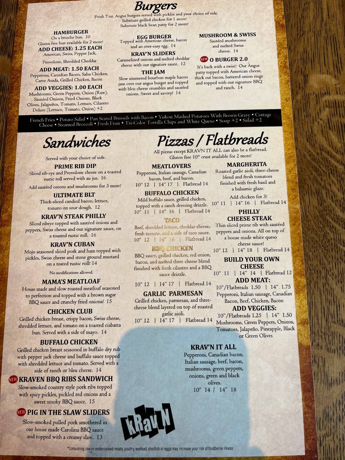 Menu at kRav'N pub & bar, Sioux Falls