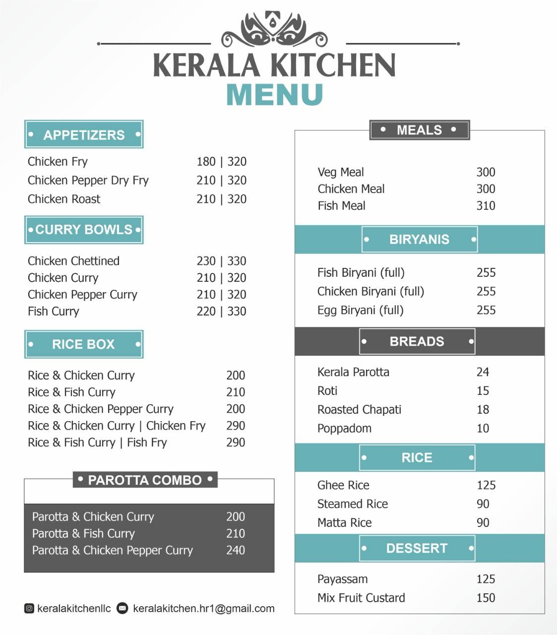 Menu at kerala kitchen llc, Nagpur