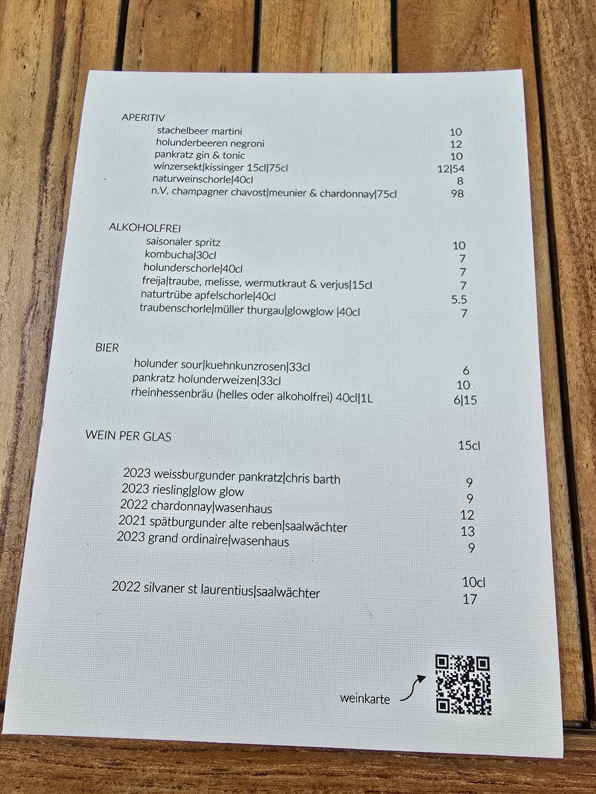 Speisekarte von pankratz restaurant, Mainz