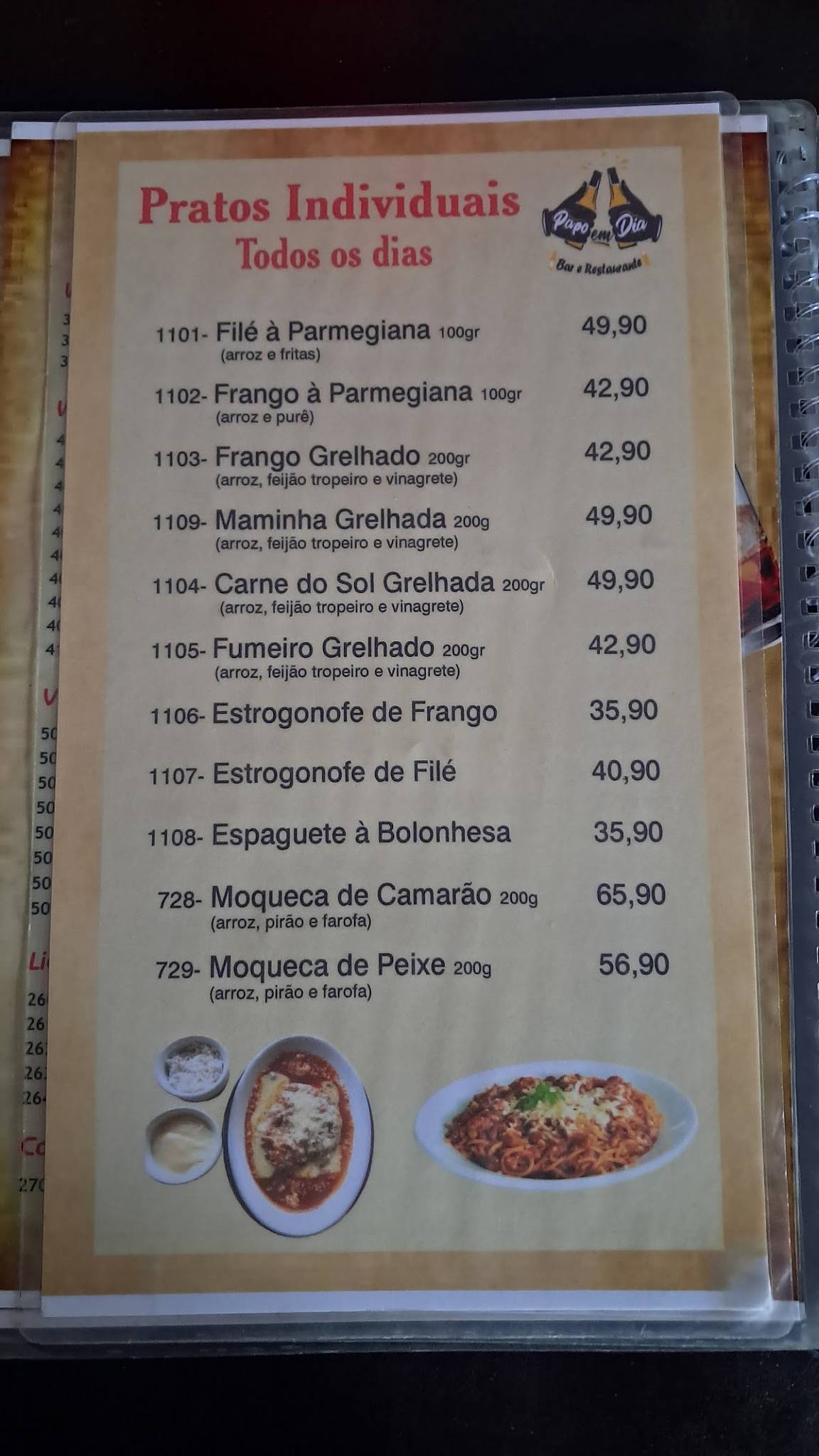 Menu em papo em dia restaurante, Salvador