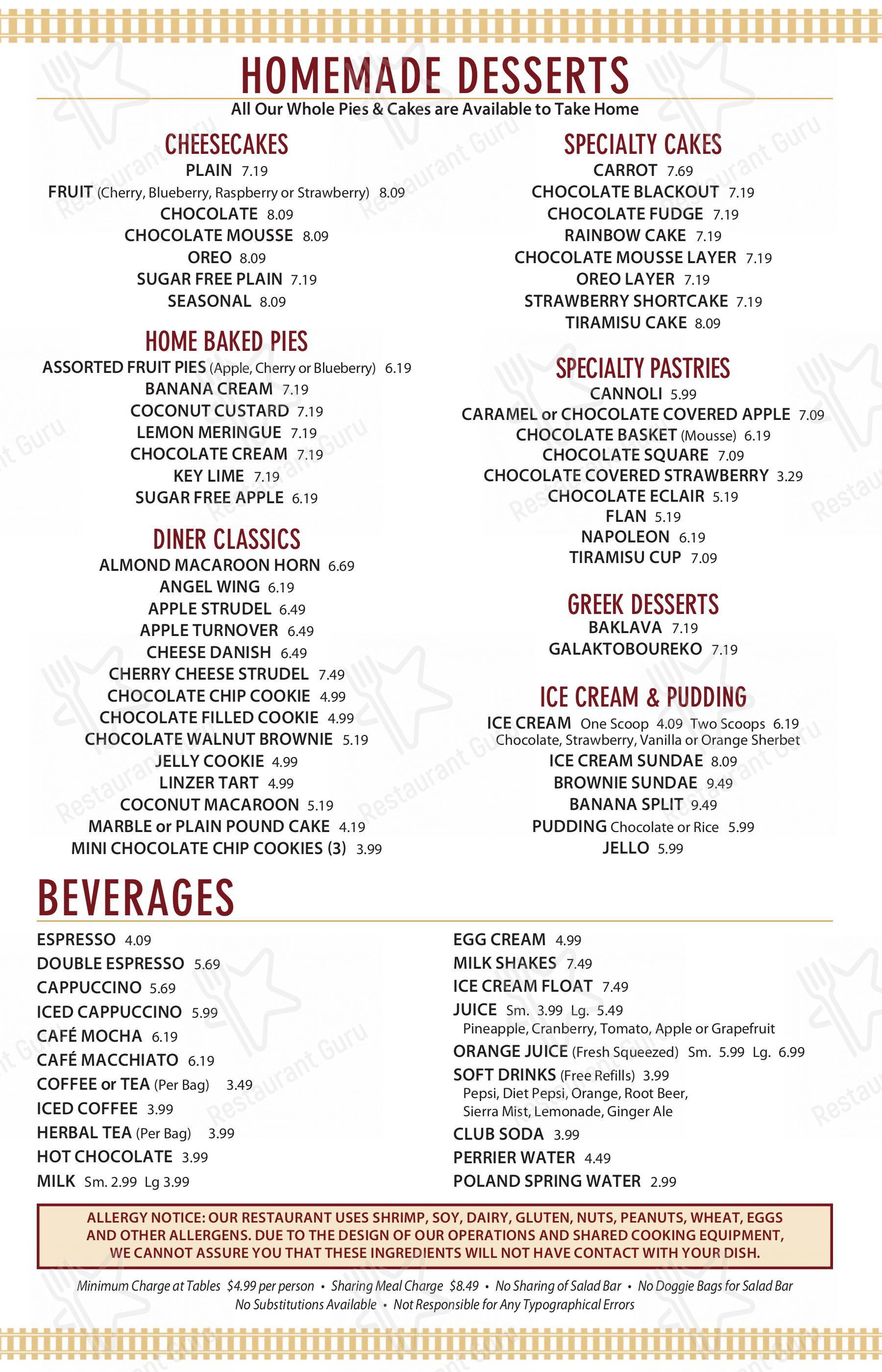 Menu at Clinton Station Diner restaurant, Clinton