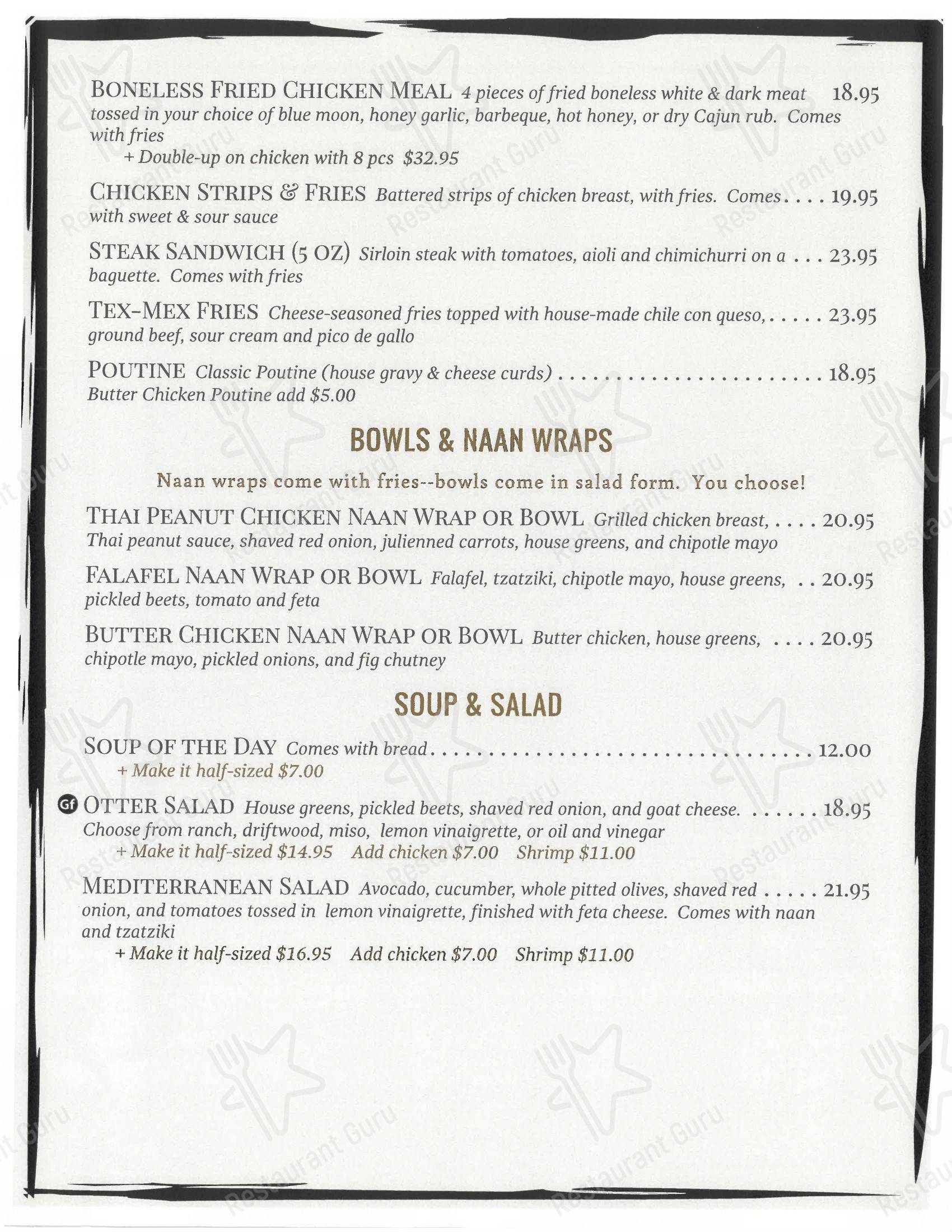 Menu at Copper Otter Bar and Grill, Pender Island