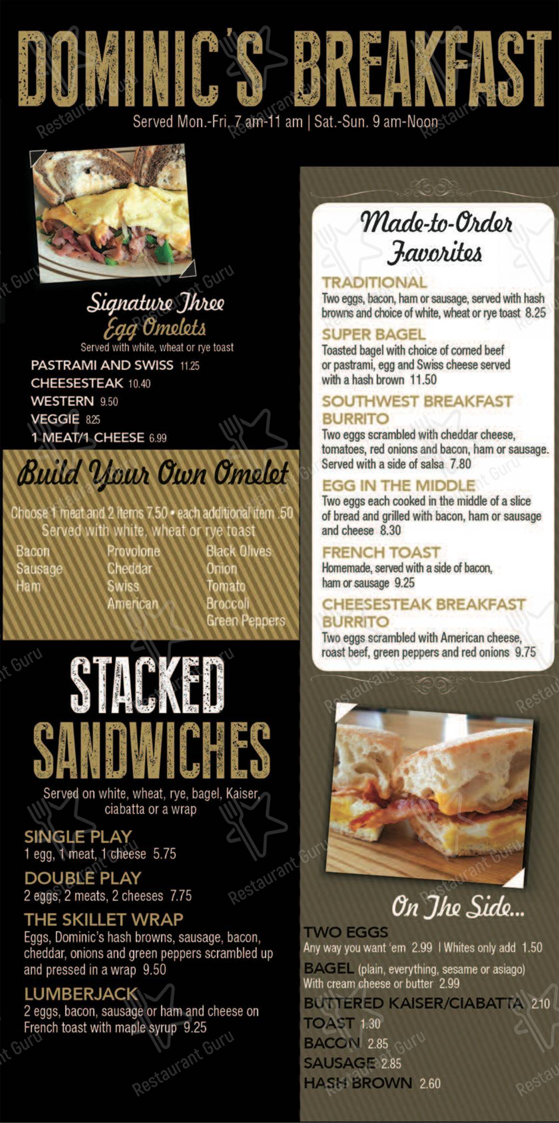 Menu at Dominics Deli restaurant, Palm Coast