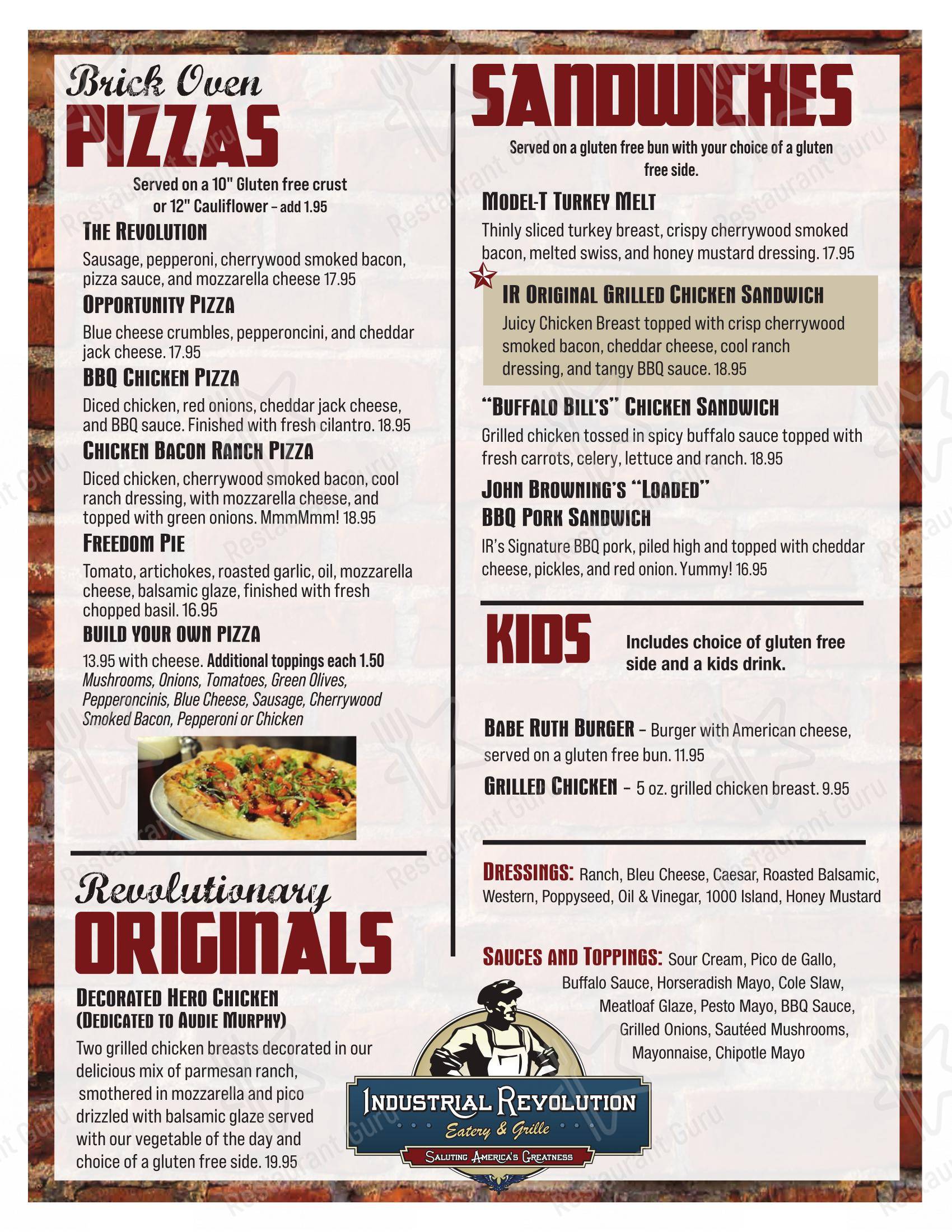 Menu at Industrial Revolution Eatery & Grille pub & bar, Valparaiso