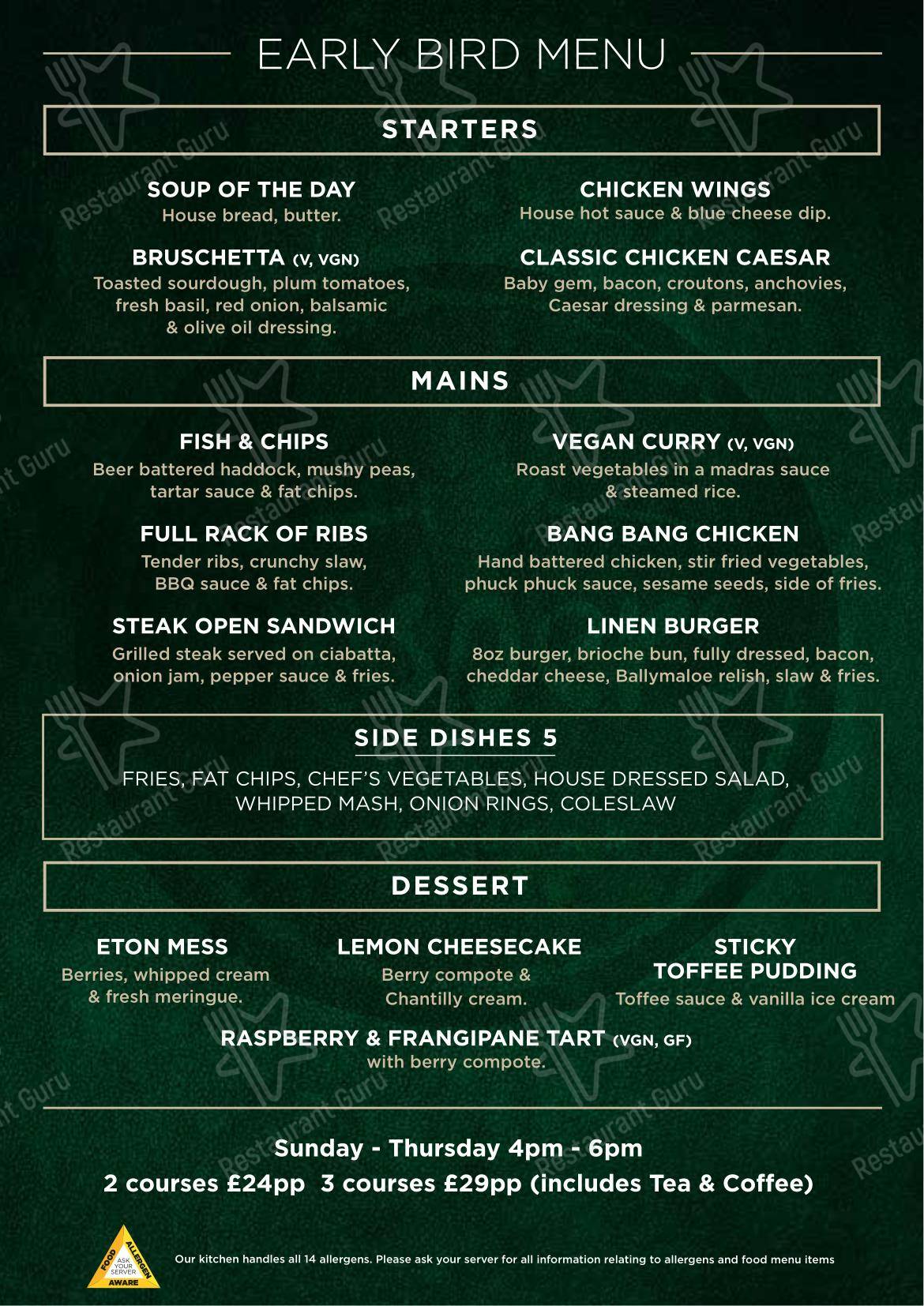 Menu at Jospers Steakhouse @ Ten Square, Belfast