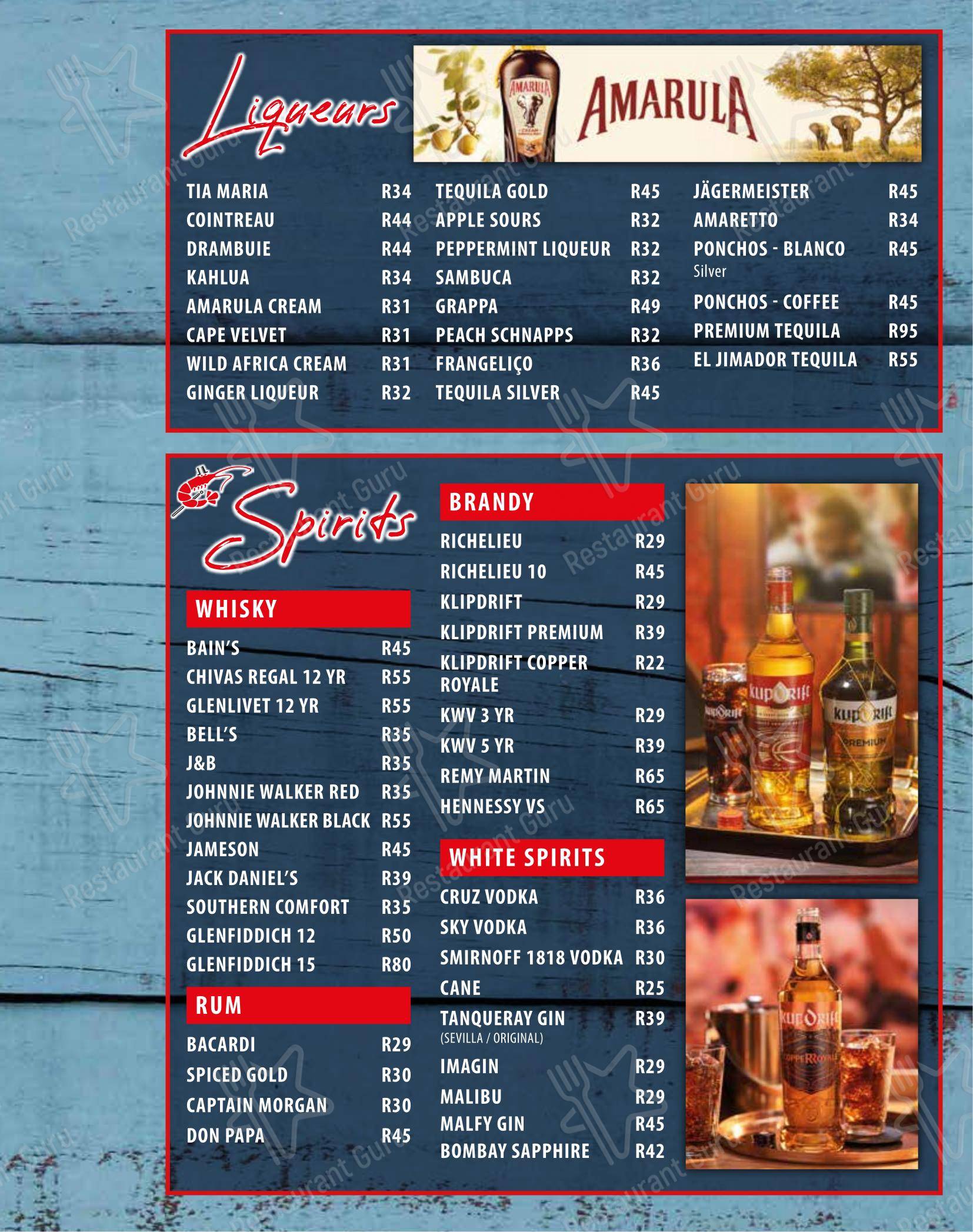 Menu at Lord Prawn Fish & Grill restaurant, Durban