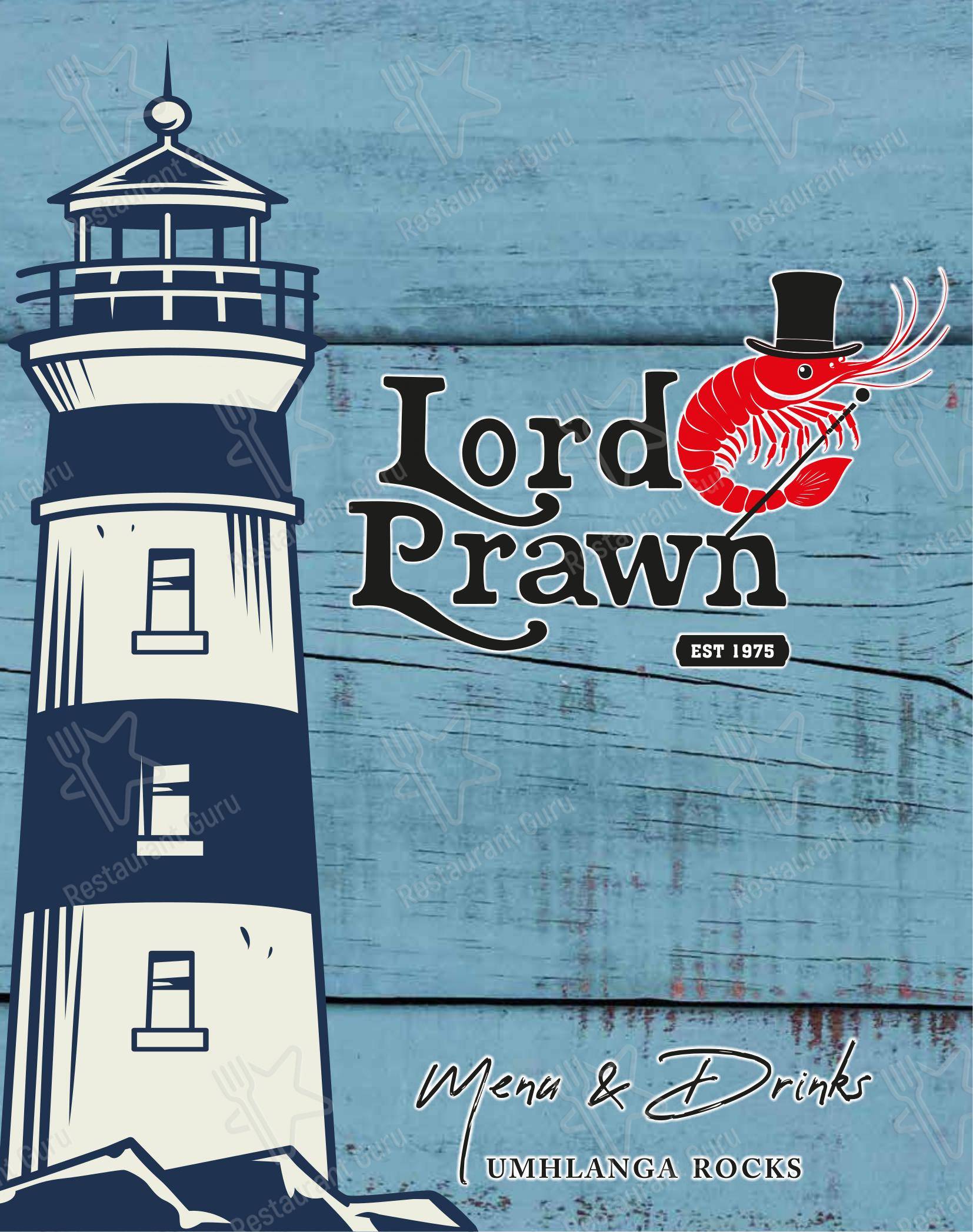 Menu at Lord Prawn Fish & Grill restaurant, Durban
