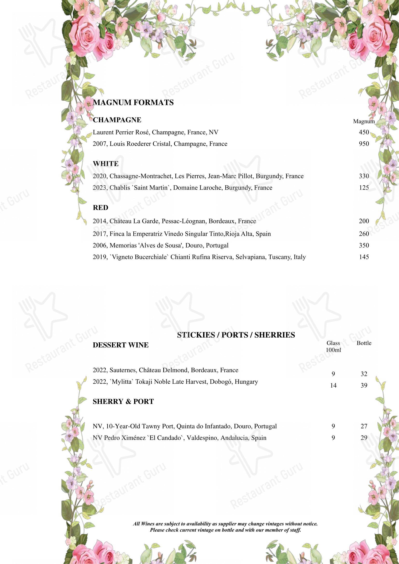 Menu at No. Fifty Cheyne pub & bar, London, 50 Cheyne Walk
