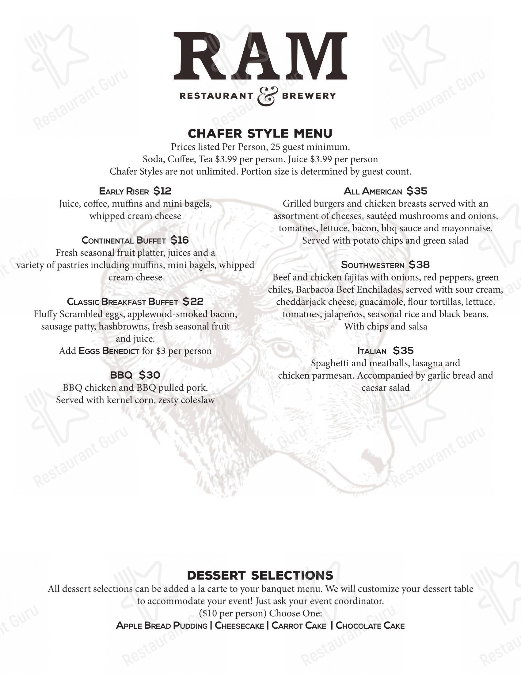 Menu at Ram Restaurant & Brewery, Tacoma