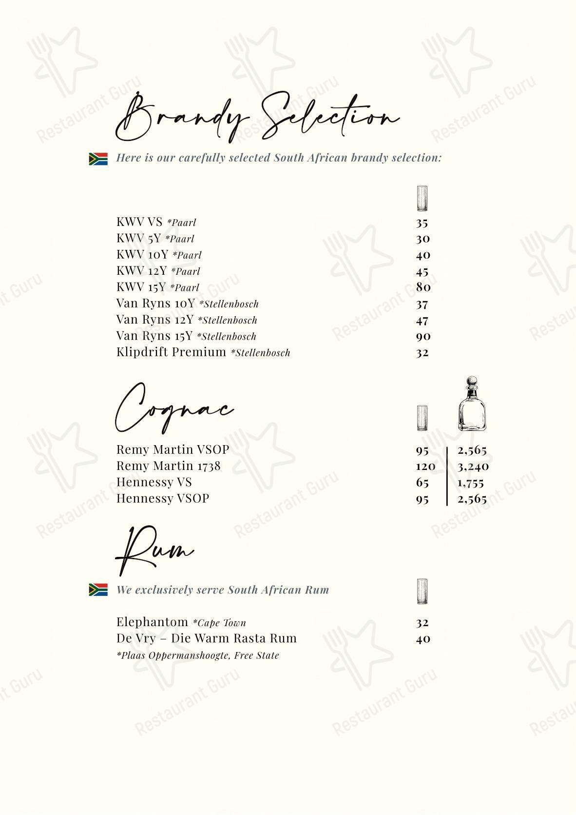 Menu at SMOKE Pretoria pub & bar, Pretoria