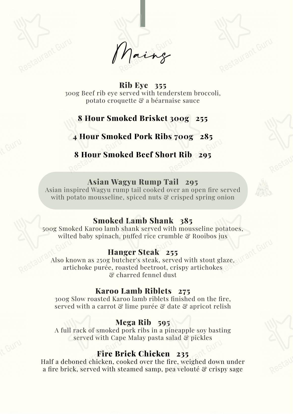 Menu at SMOKE Pretoria pub & bar, Pretoria