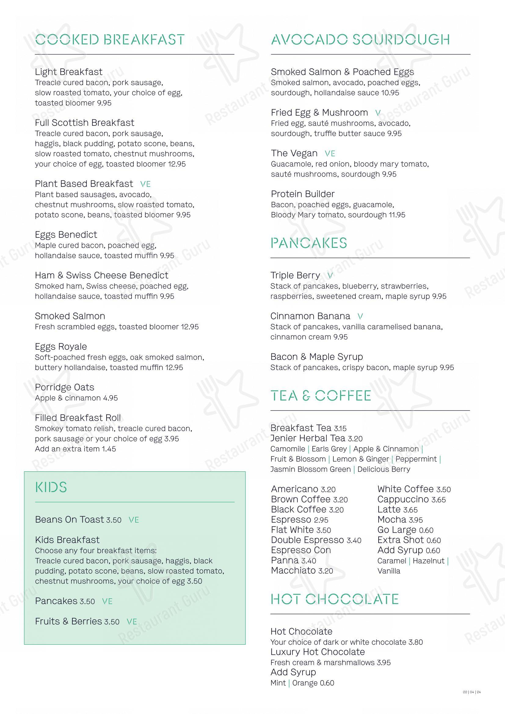 Menu at Scotts Bar & Restaurant, Largs, Largs Yacht Haven
