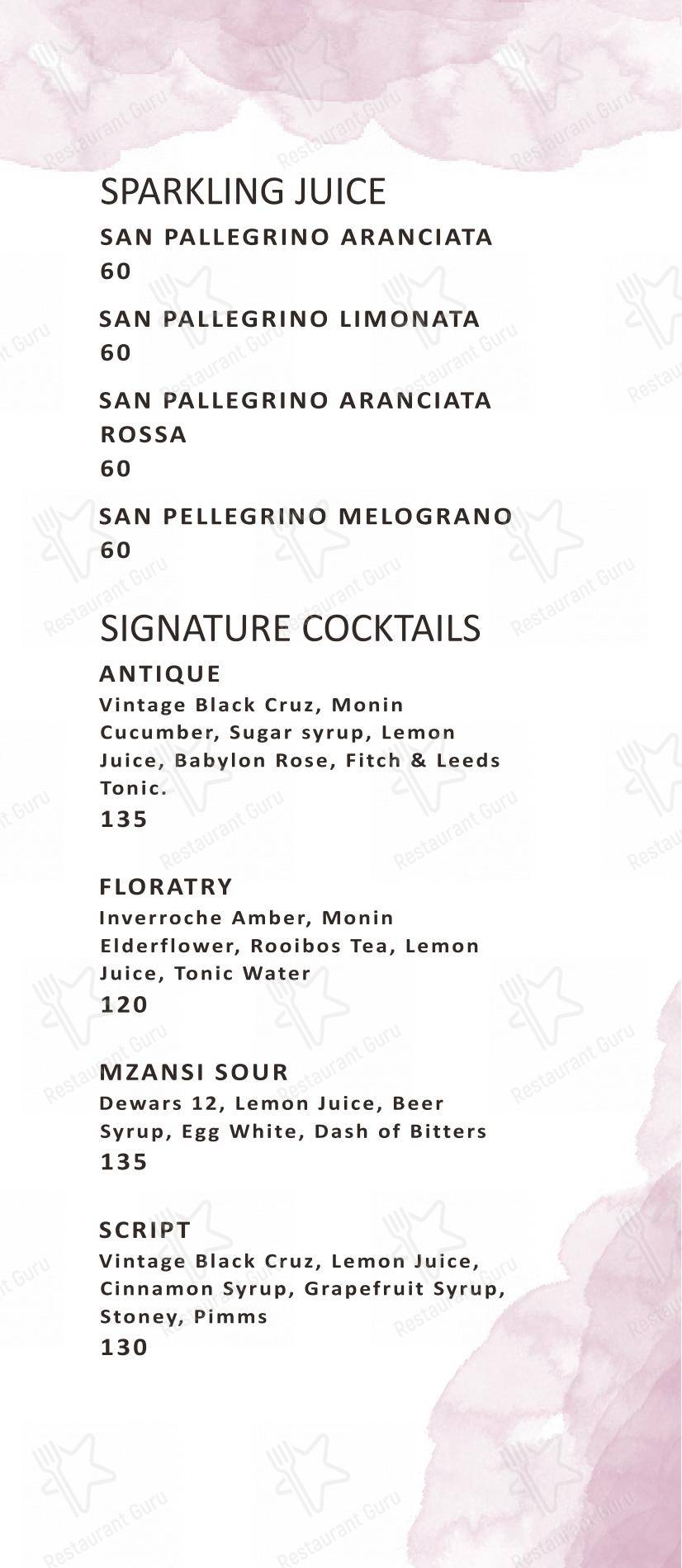 Menu at Solo Restaurant Sandton, Sandton