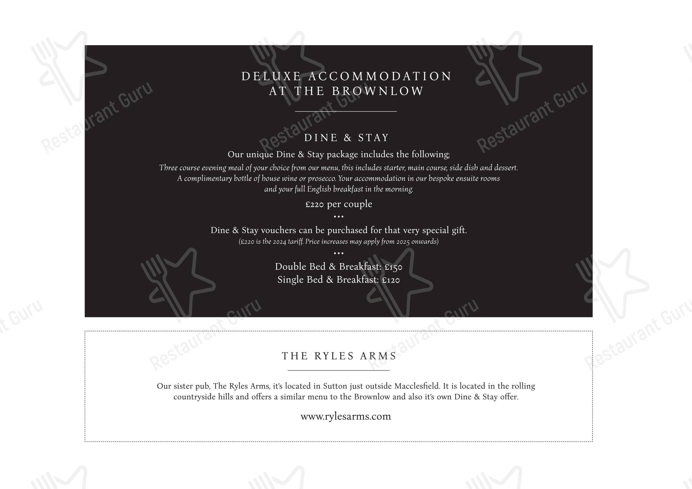 Menu at The Brownlow Inn pub & bar, Congleton, Brownlow Heath Ln
