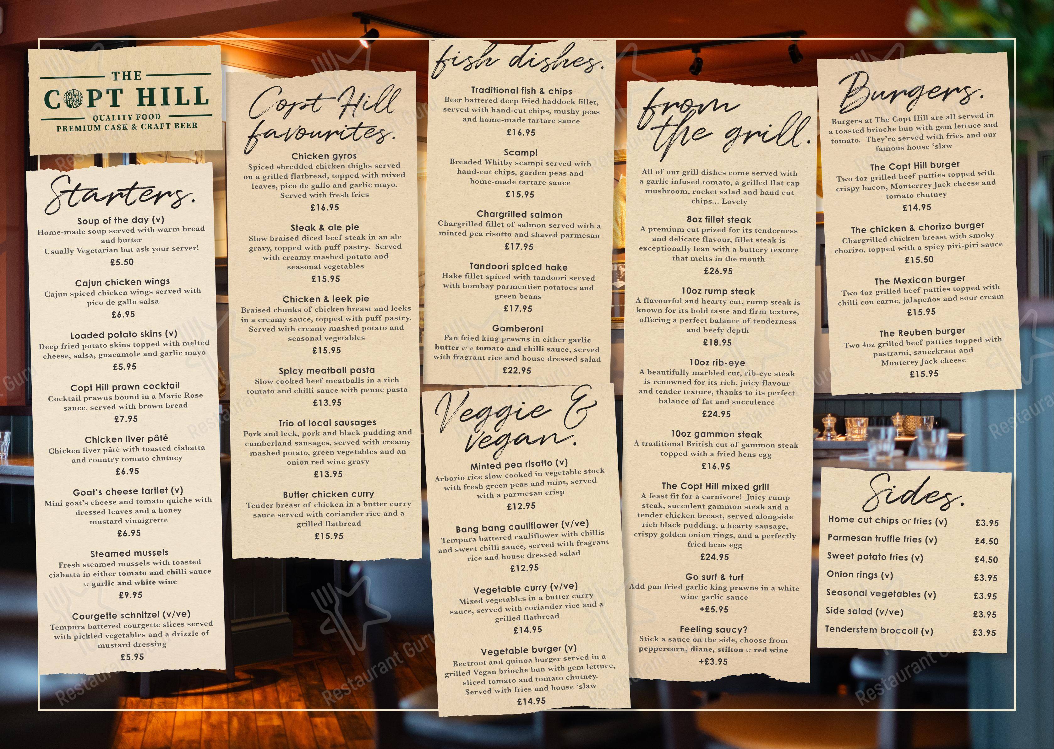 Menu at The Copt Hill Country Inn pub & bar, Houghton le Spring