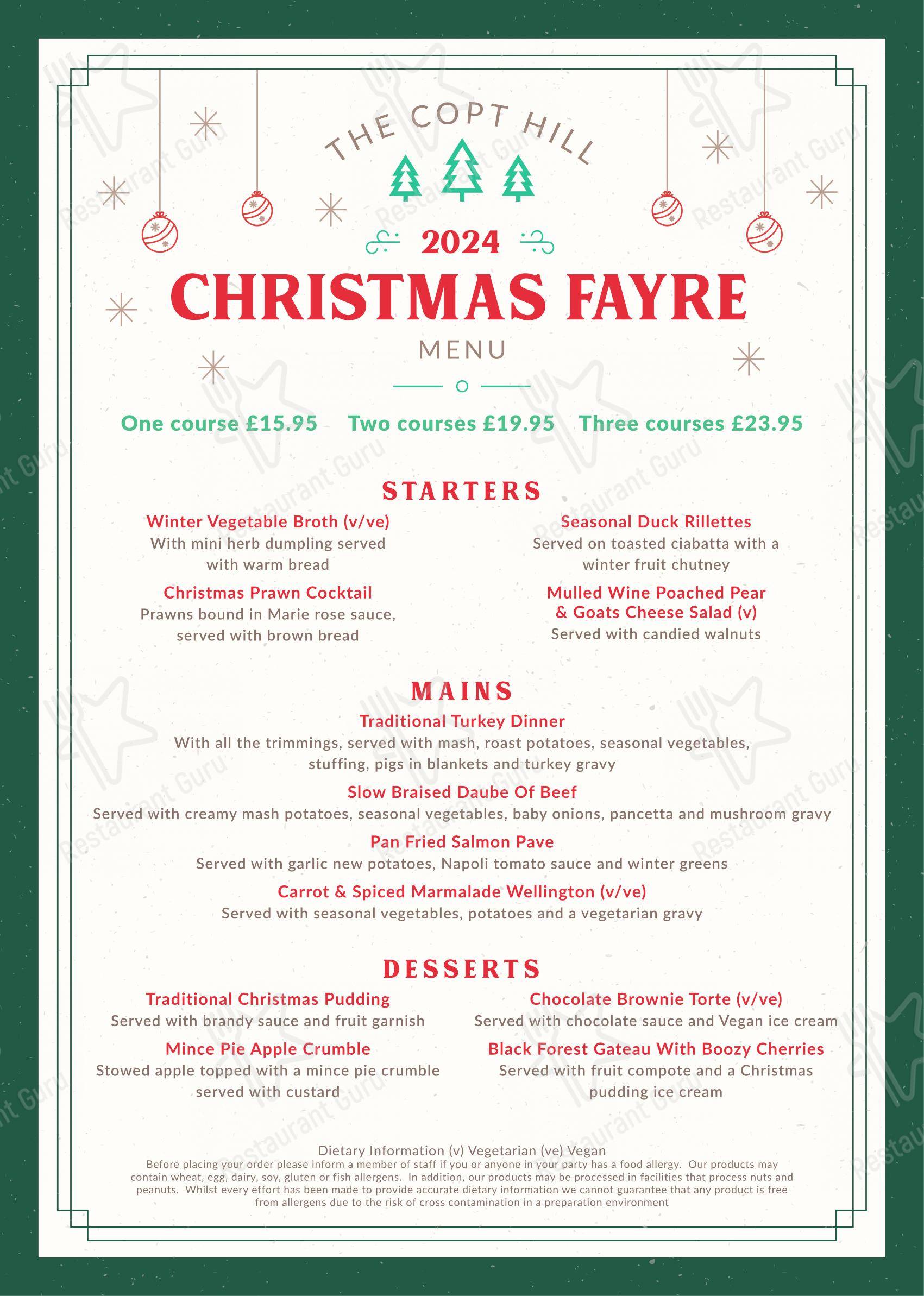 Menu at The Copt Hill Country Inn pub & bar, Houghton le Spring