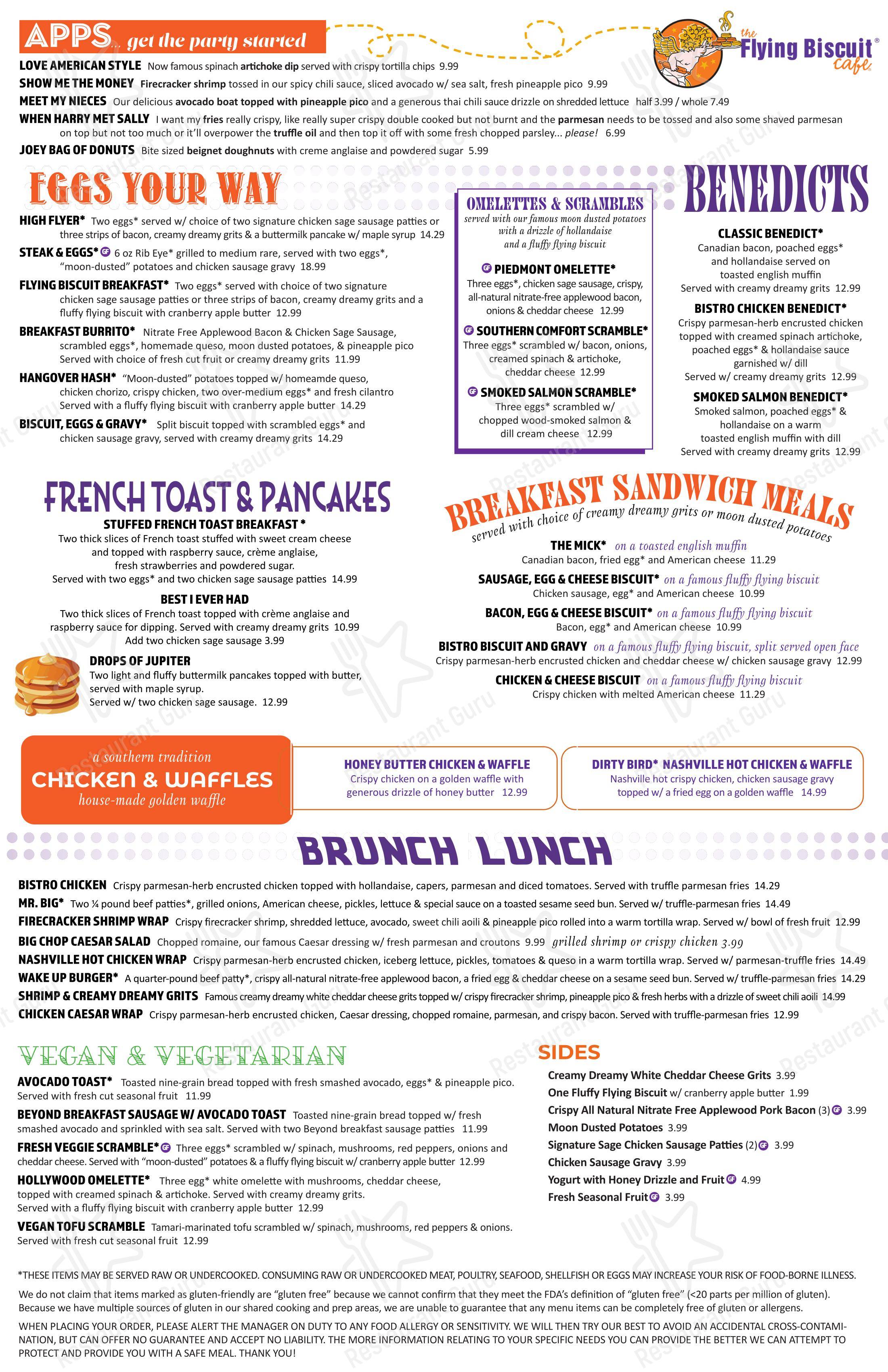 Menu at The Flying Biscuit Cafe, Houston, Farm to Market 1960 Rd W Site# 12