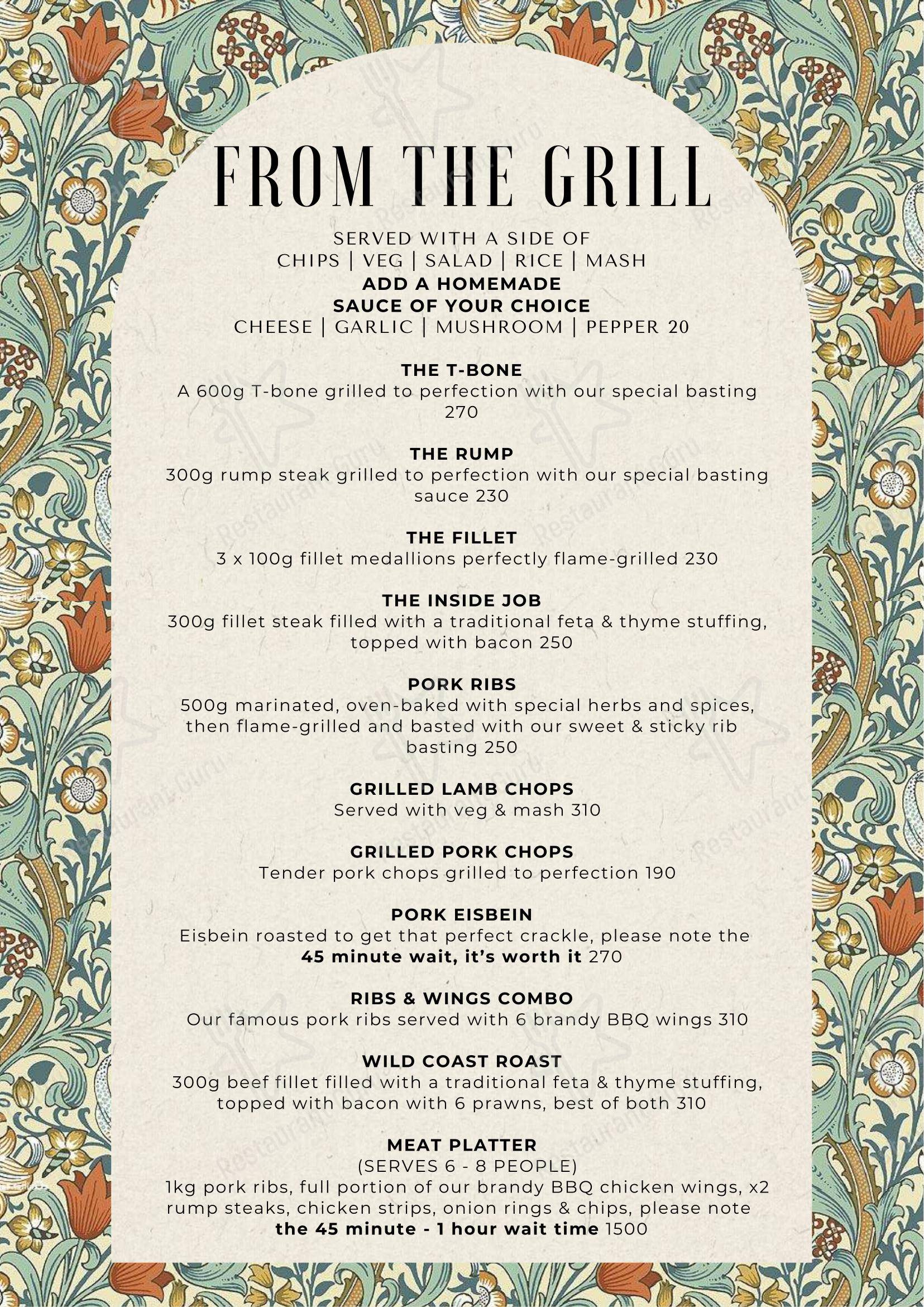 Menu at The Ivory Eatery restaurant, Mthatha