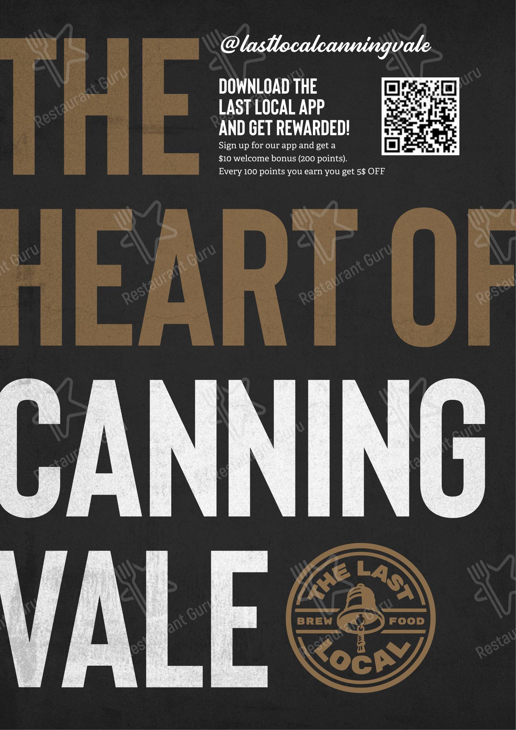 Menu at The Last Local pub & bar, Canning Vale