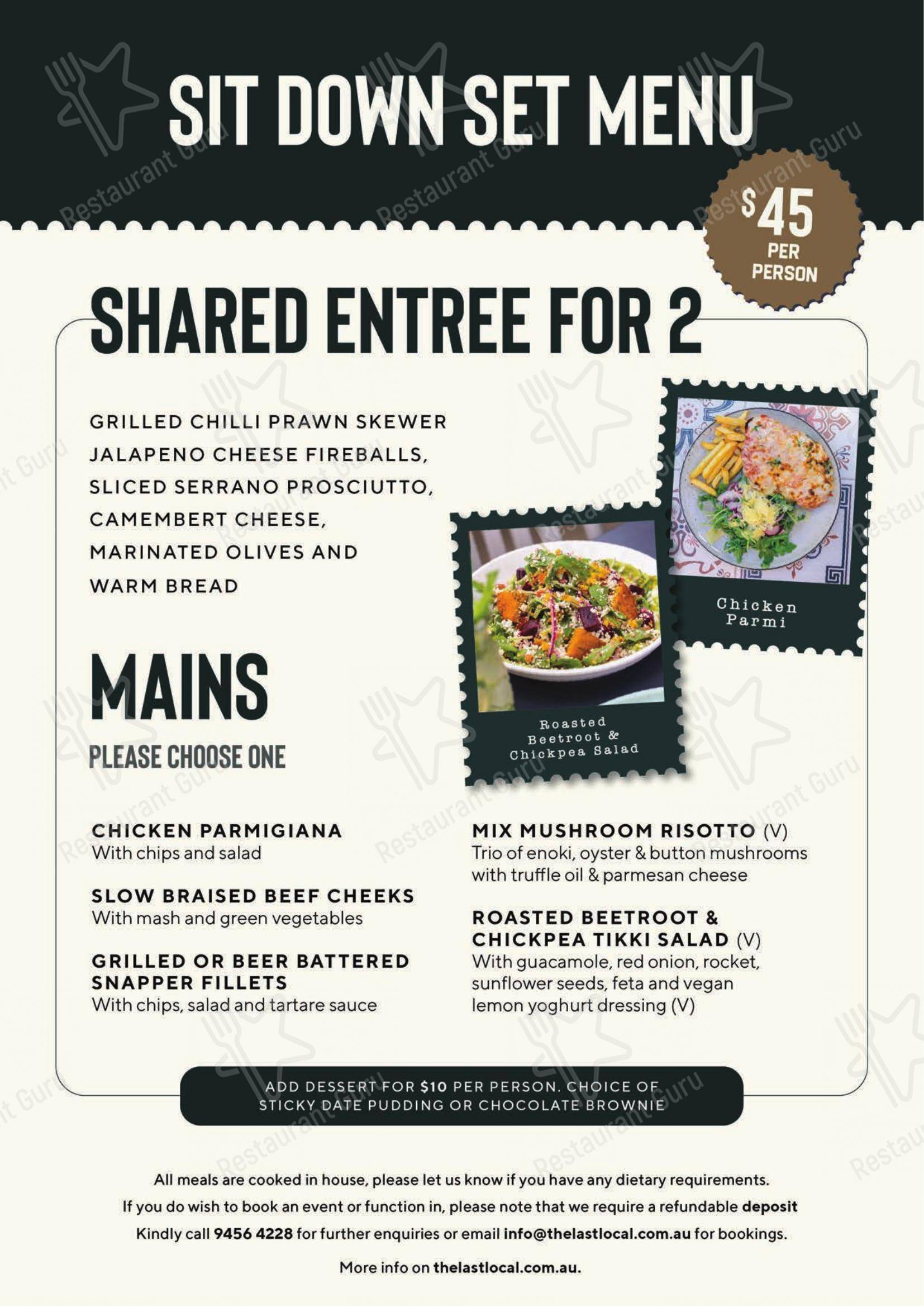 Menu at The Last Local pub & bar, Canning Vale