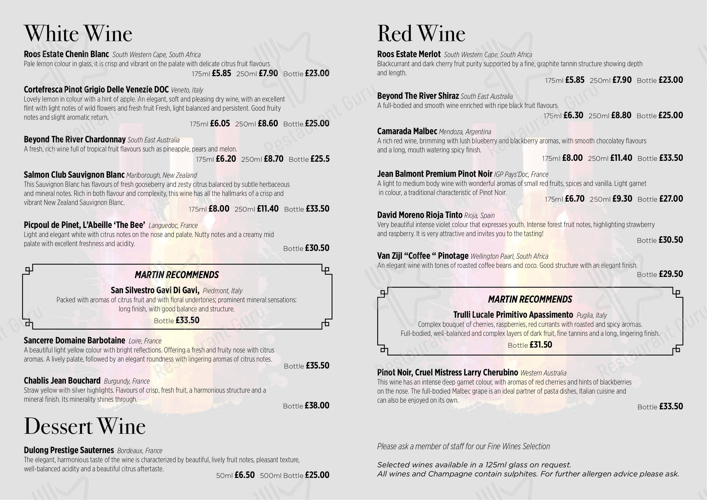 Menu at The Robin Hood pub & bar, Upham