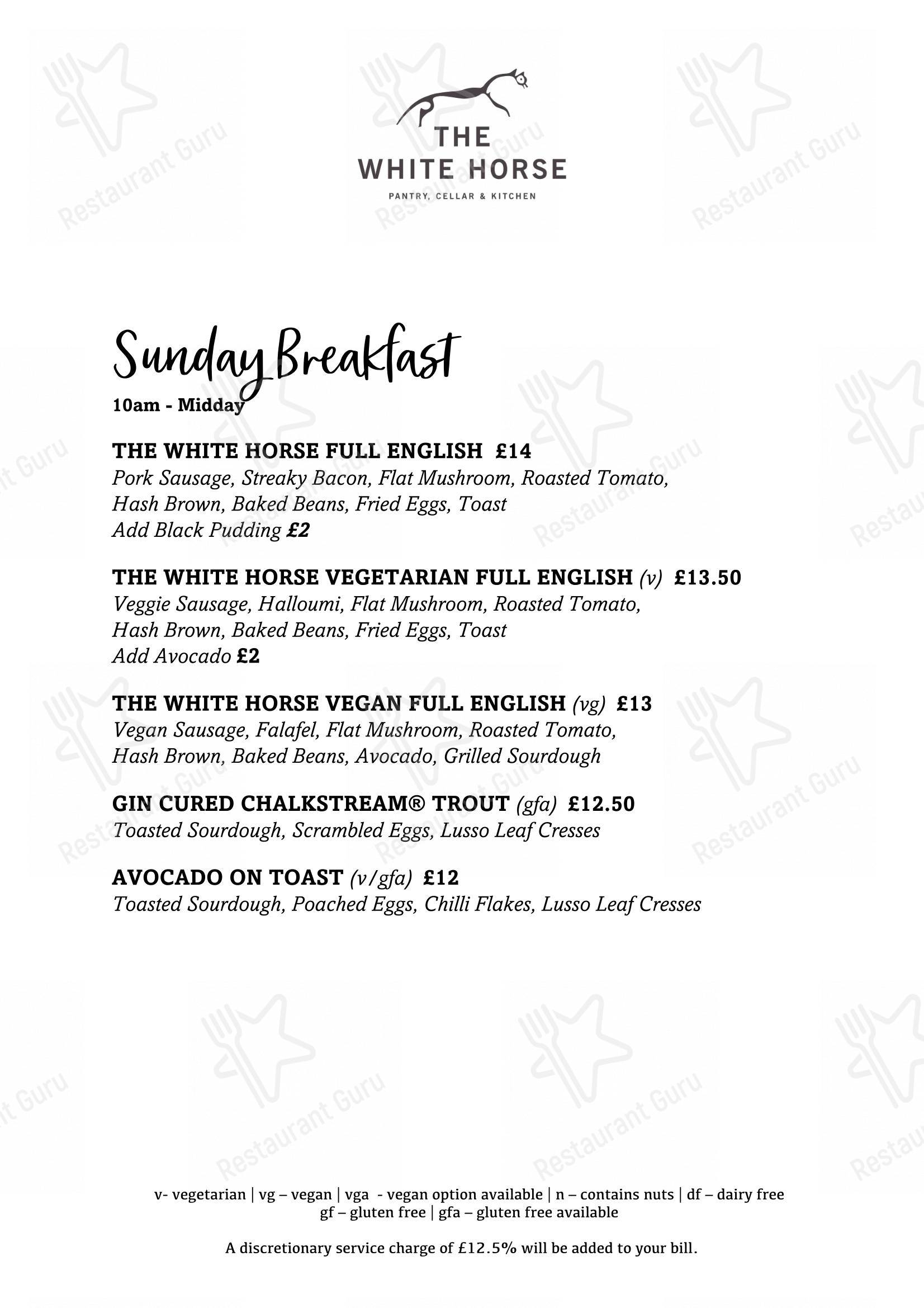 Menu at The White Horse Otterbourne pub & bar, Winchester