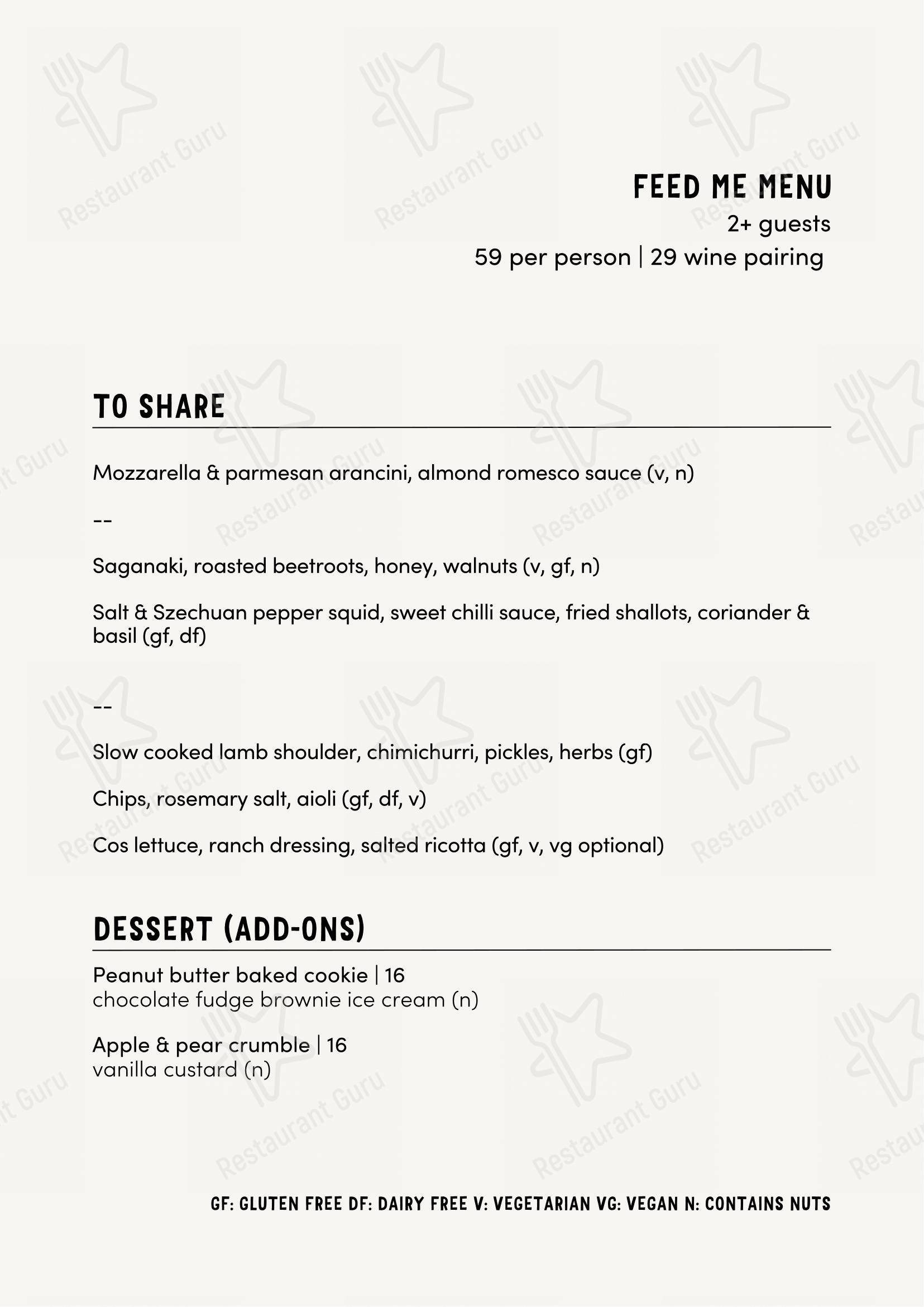 Menu at Three Blue Ducks, Melbourne restaurant, Tullamarine