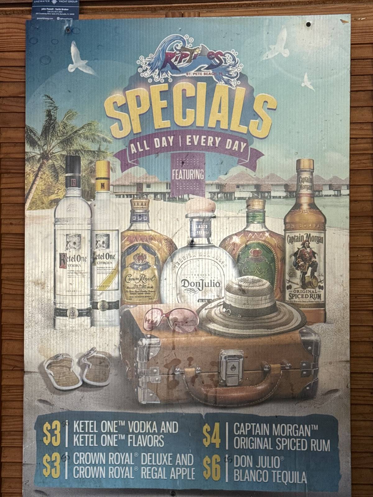 Menu at riptides pub & bar, Saint Pete Beach, Blind Pass Rd