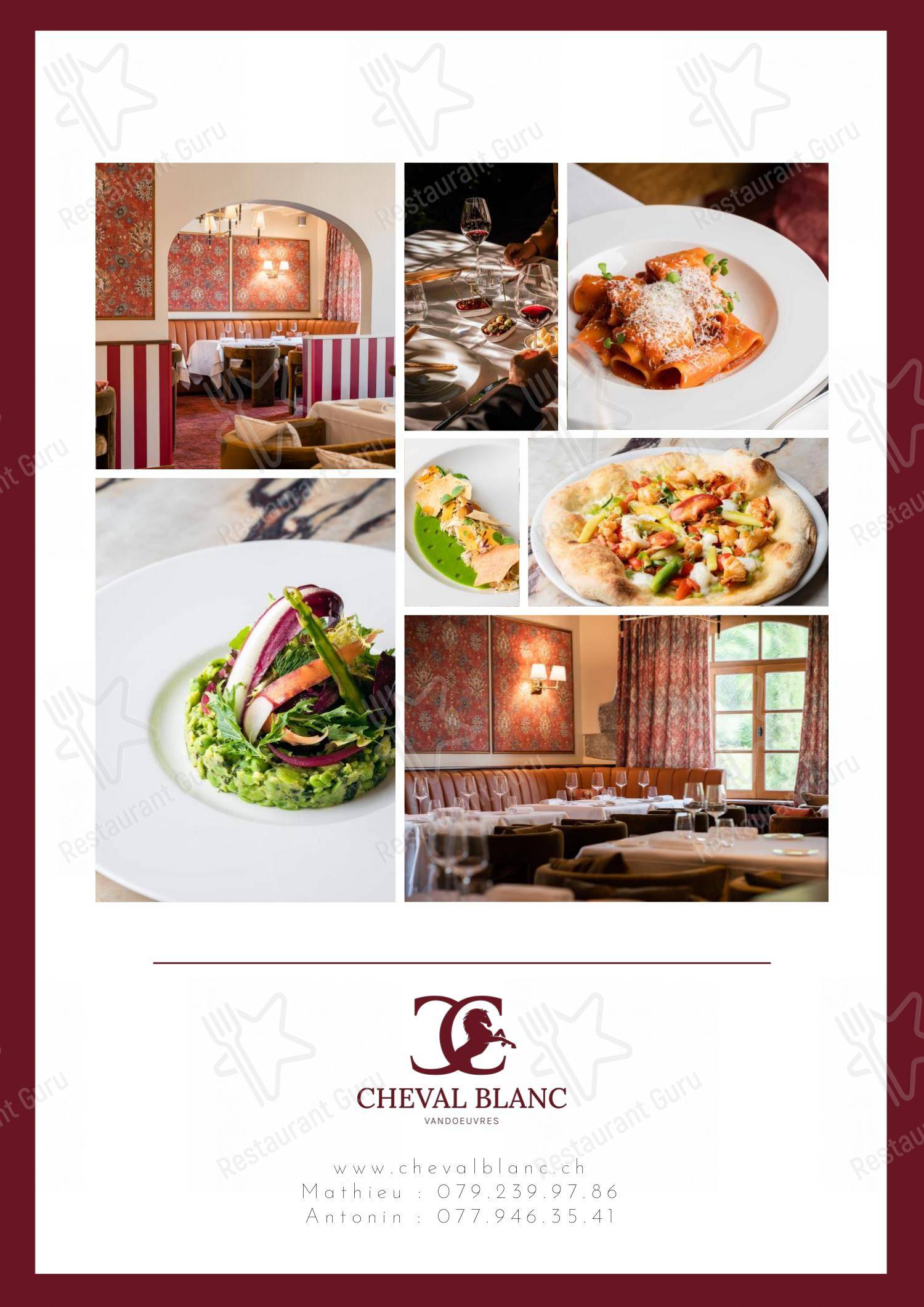 Menu da Restaurant du Cheval-Blanc, Vandœuvres, Rte de Meinier 1
