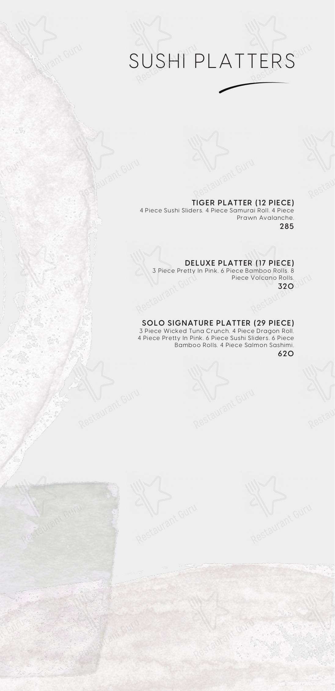 Menu at Solo Restaurant Sandton, Sandton