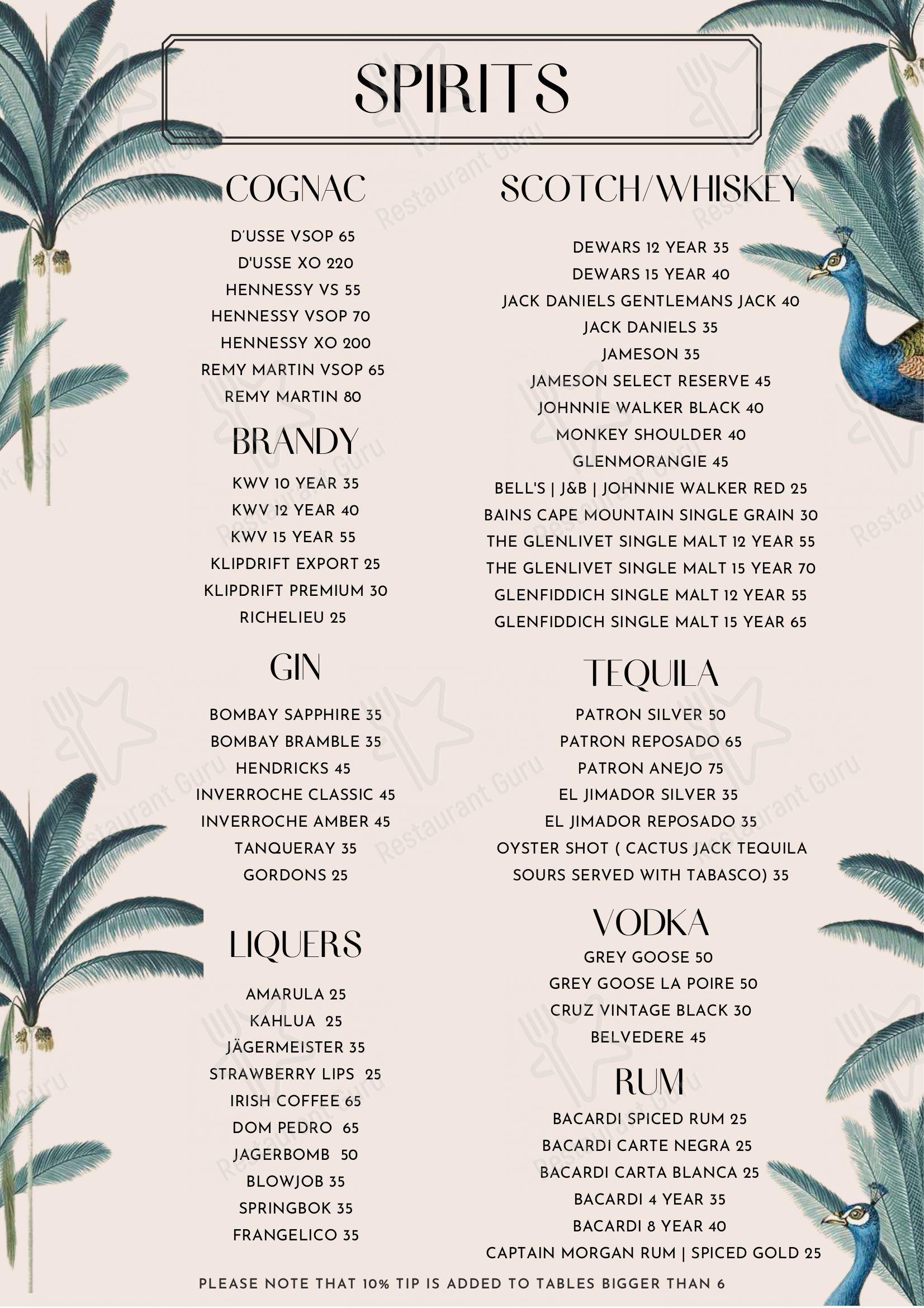 Menu at The Ivory Eatery restaurant, Mthatha