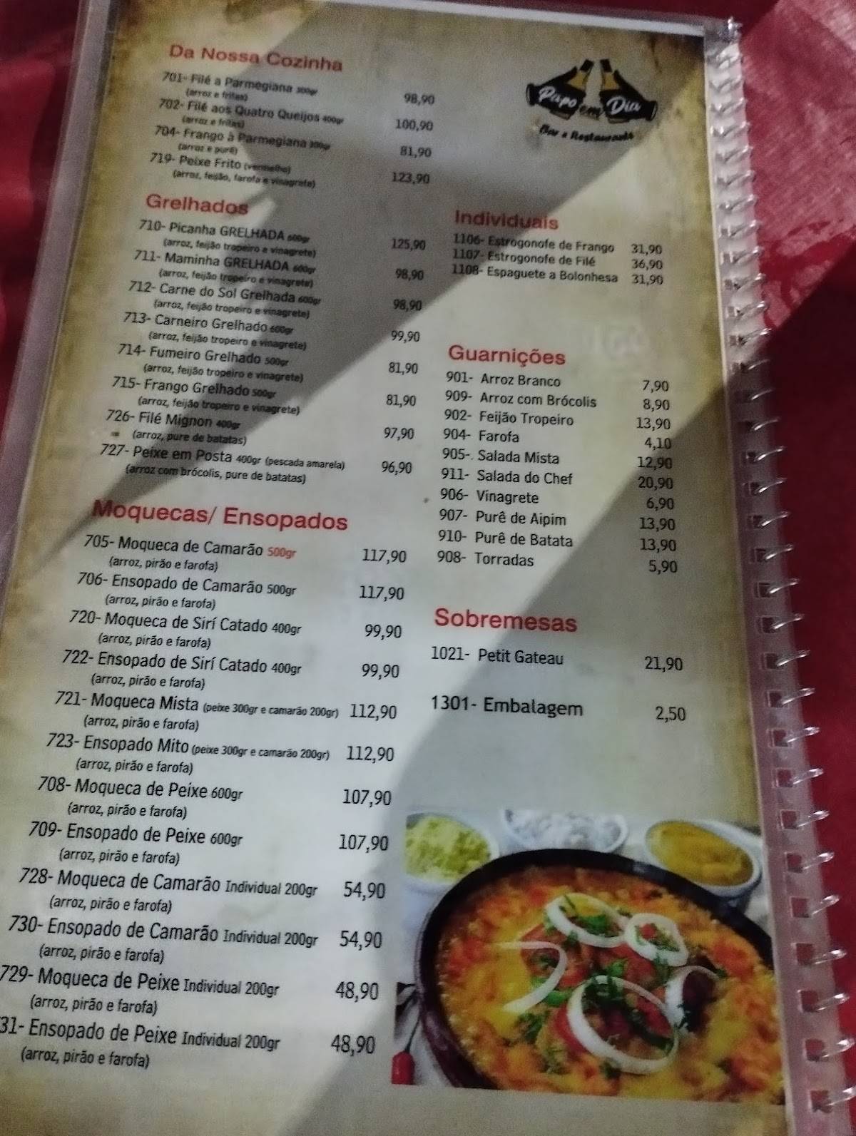 Menu at papo em dia restaurant, Salvador