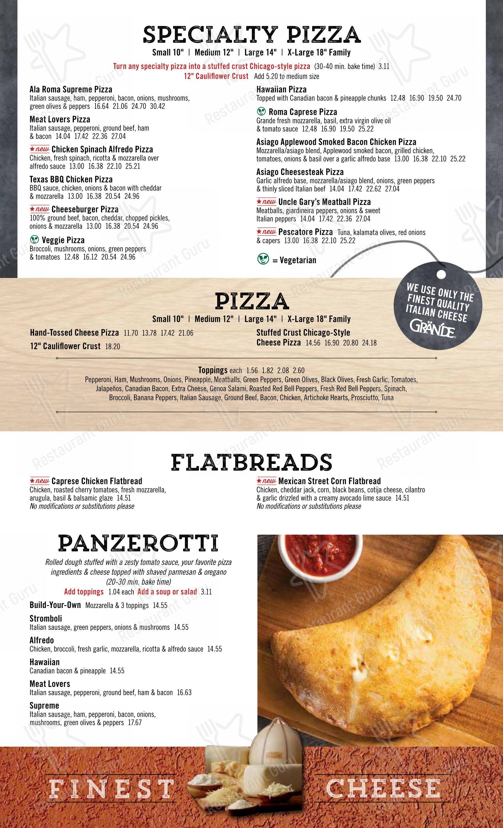 Menu at Ala Roma Pizzeria & Pub, Fond du Lac, 171 N Pioneer Rd