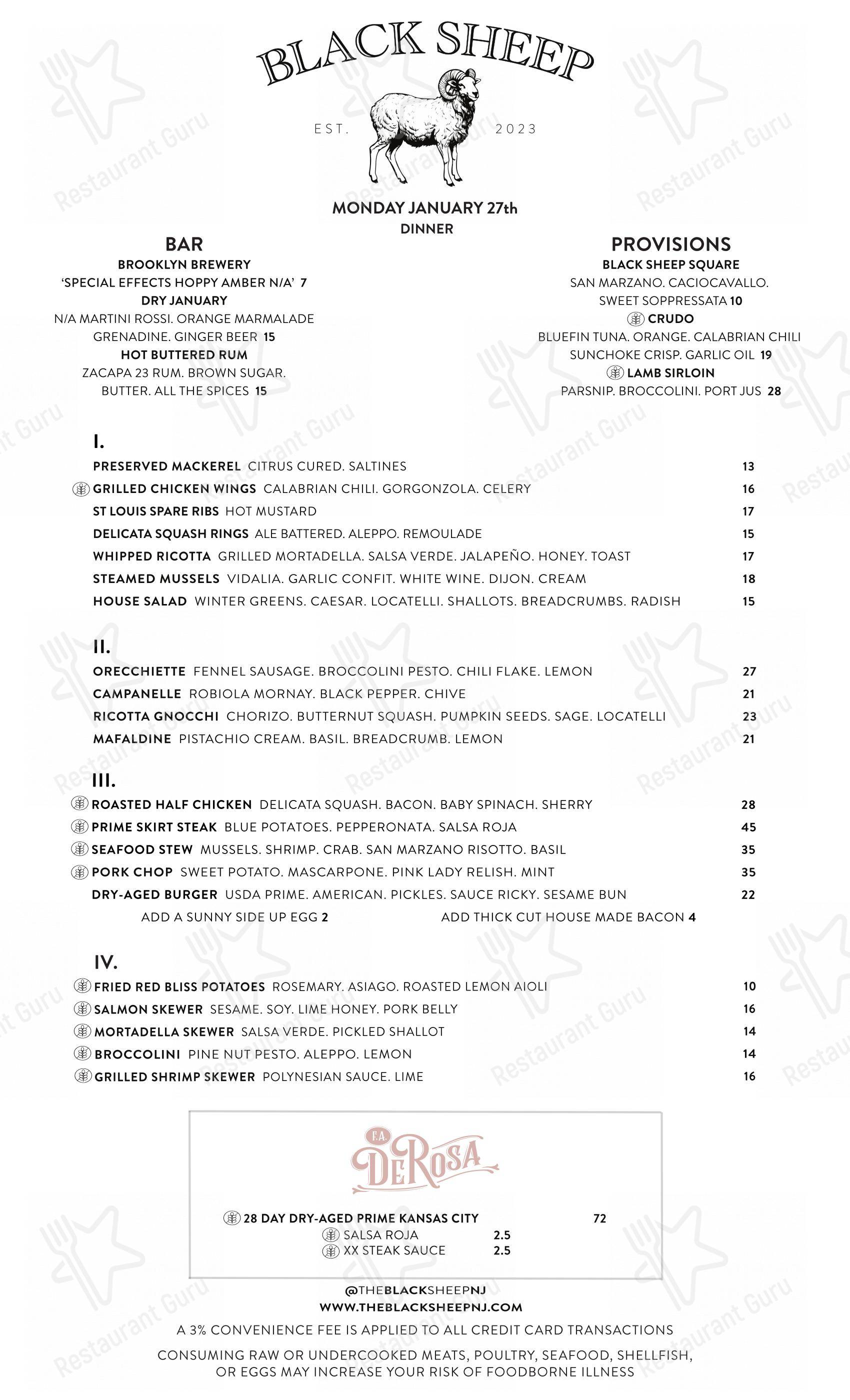 Menu at Black Sheep Bar and Provisions, Garwood