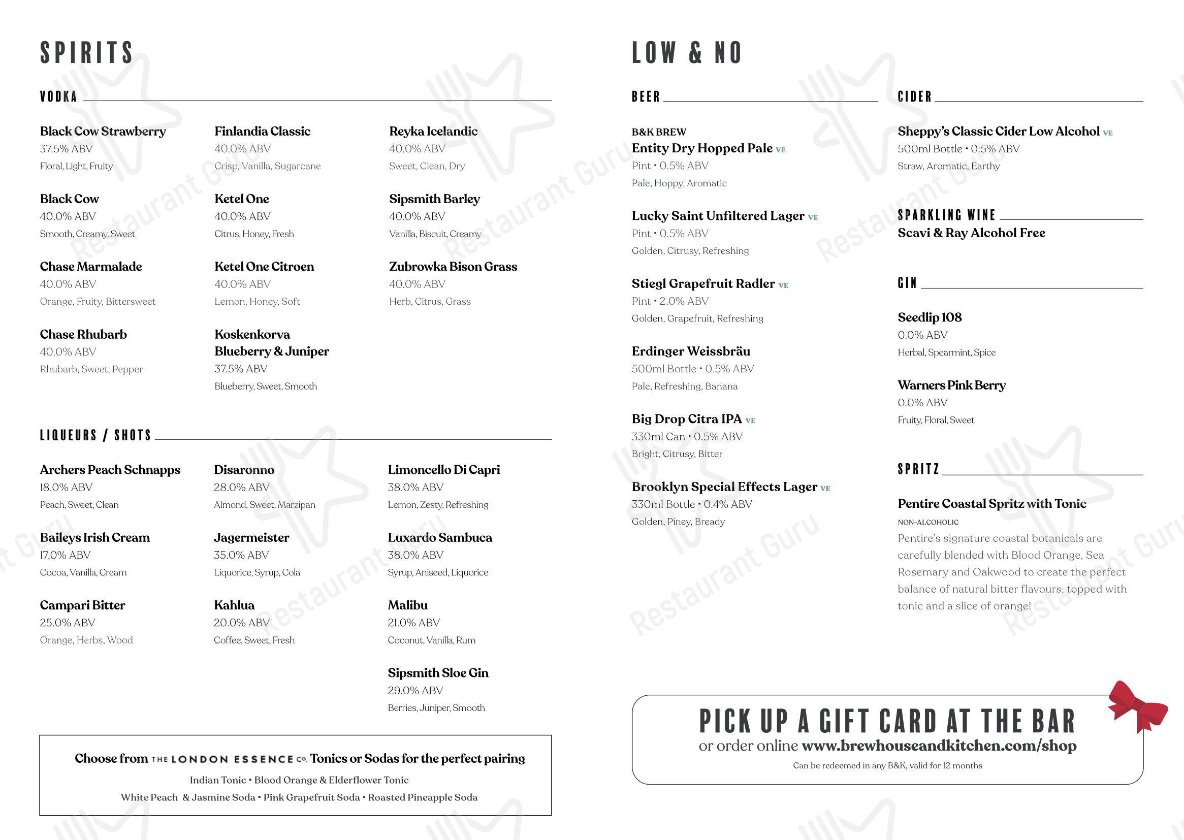 Menu at Brewhouse & Kitchen - Worthing pub & bar, Worthing