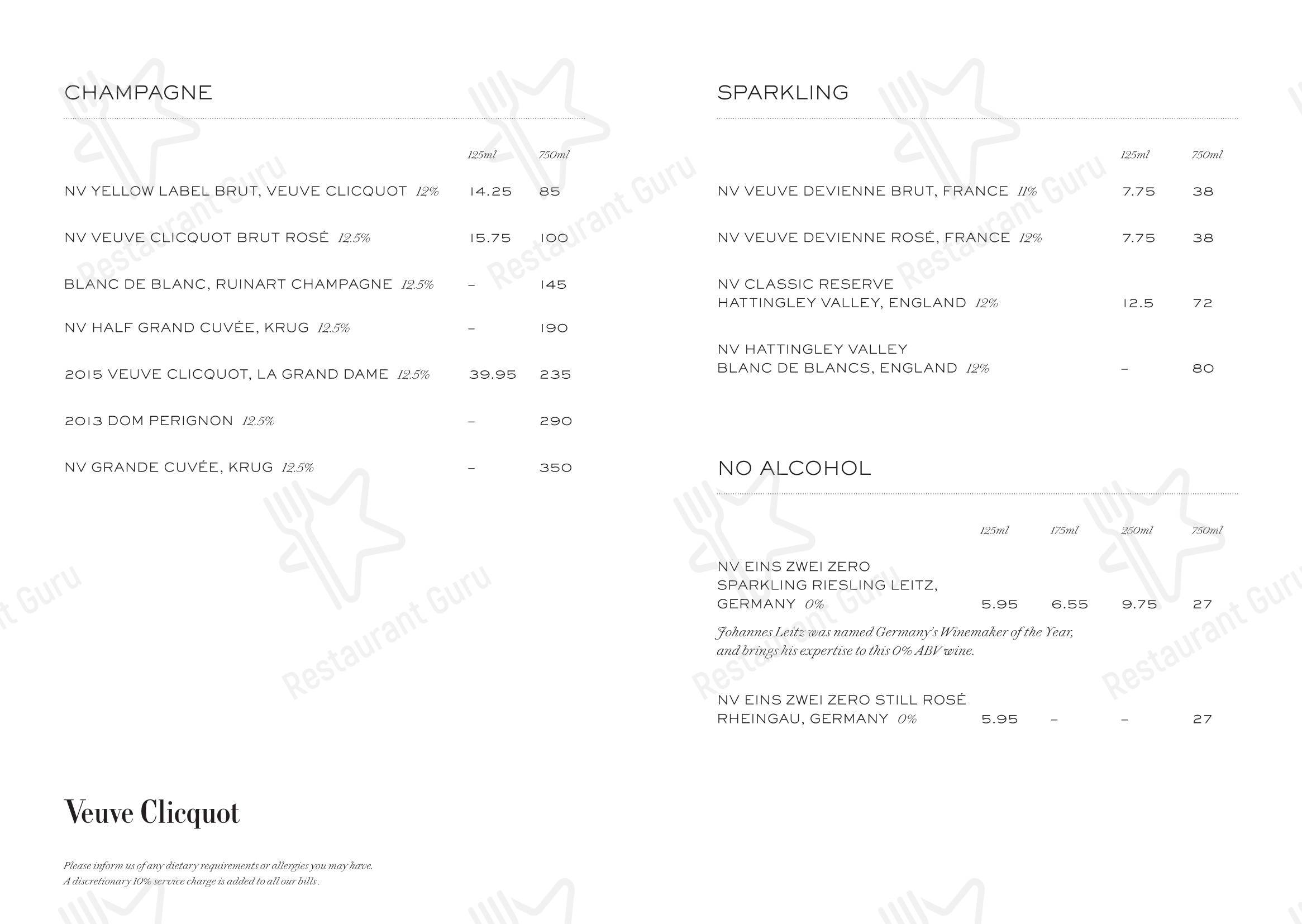 Menu at Cleaver & Wake restaurant, Nottingham