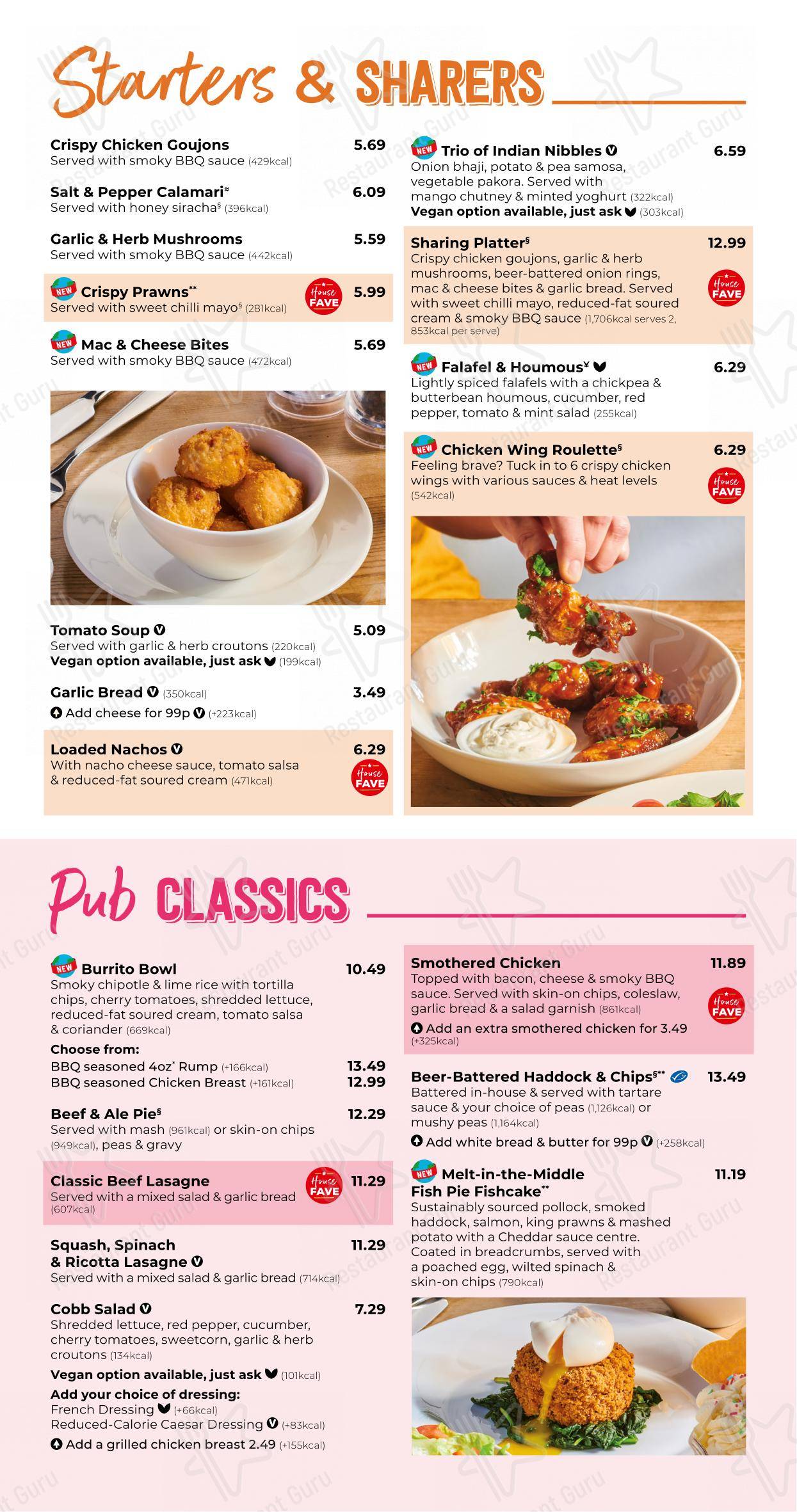 Menu at Clock Tower Brewers Fayre pub & bar, Donnington