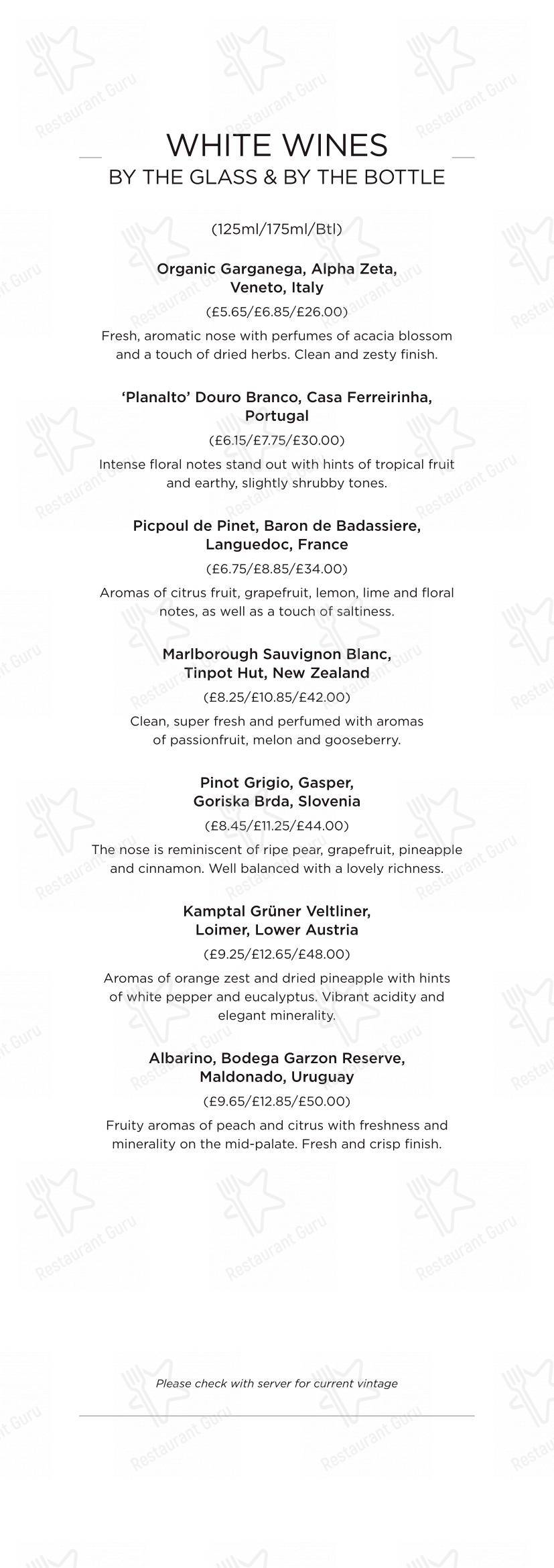 Menu at Dine Murrayfield restaurant, Edinburgh