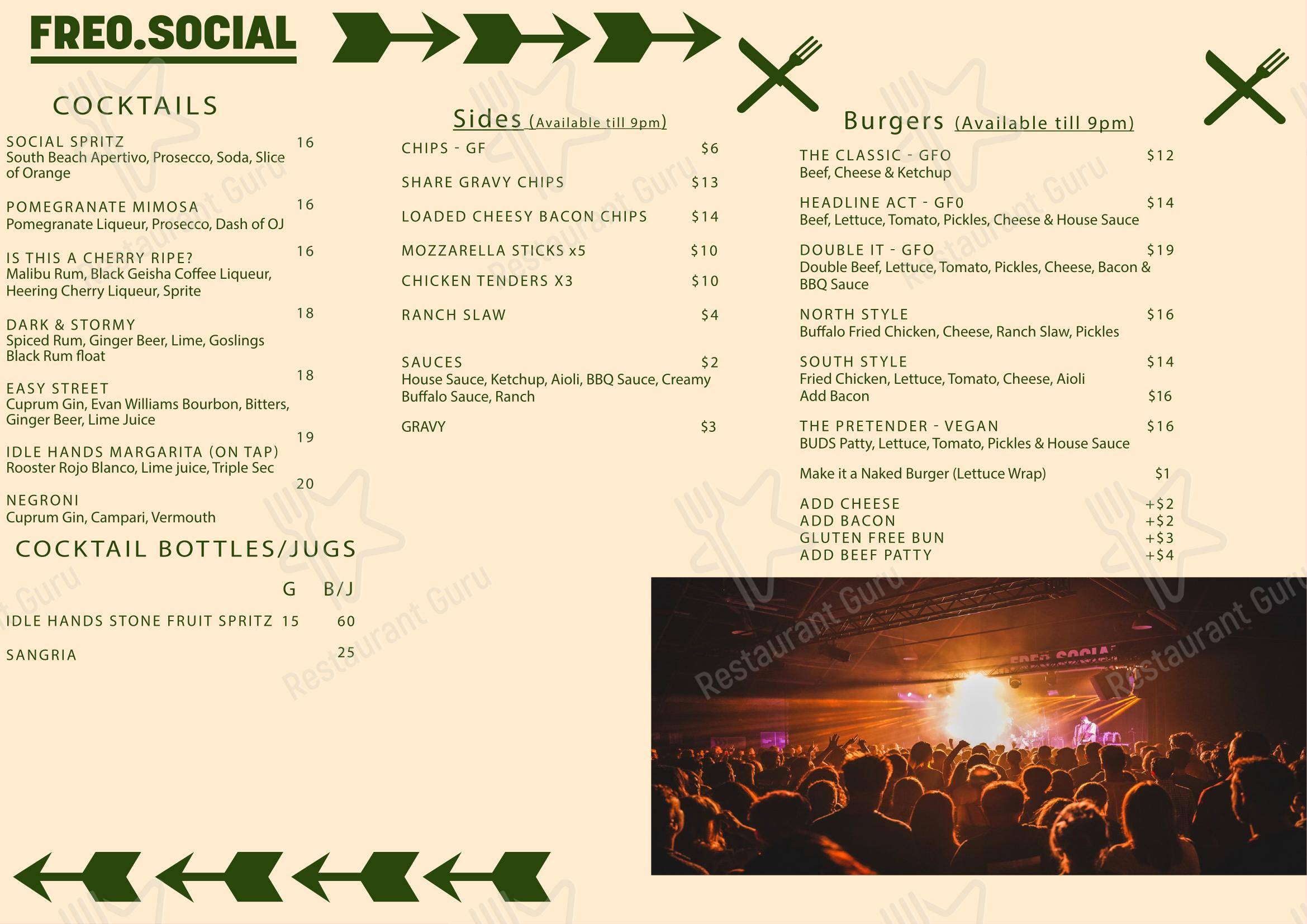 Menu at Freo.Social pub & bar, Fremantle