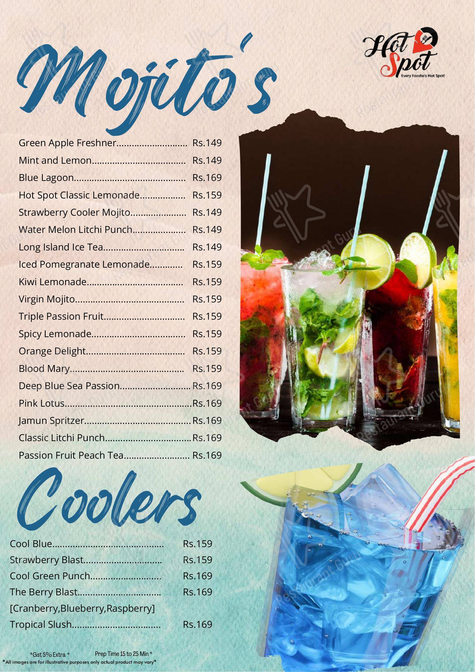 Menu at Hot Spot, Tirupati, Ground Floor