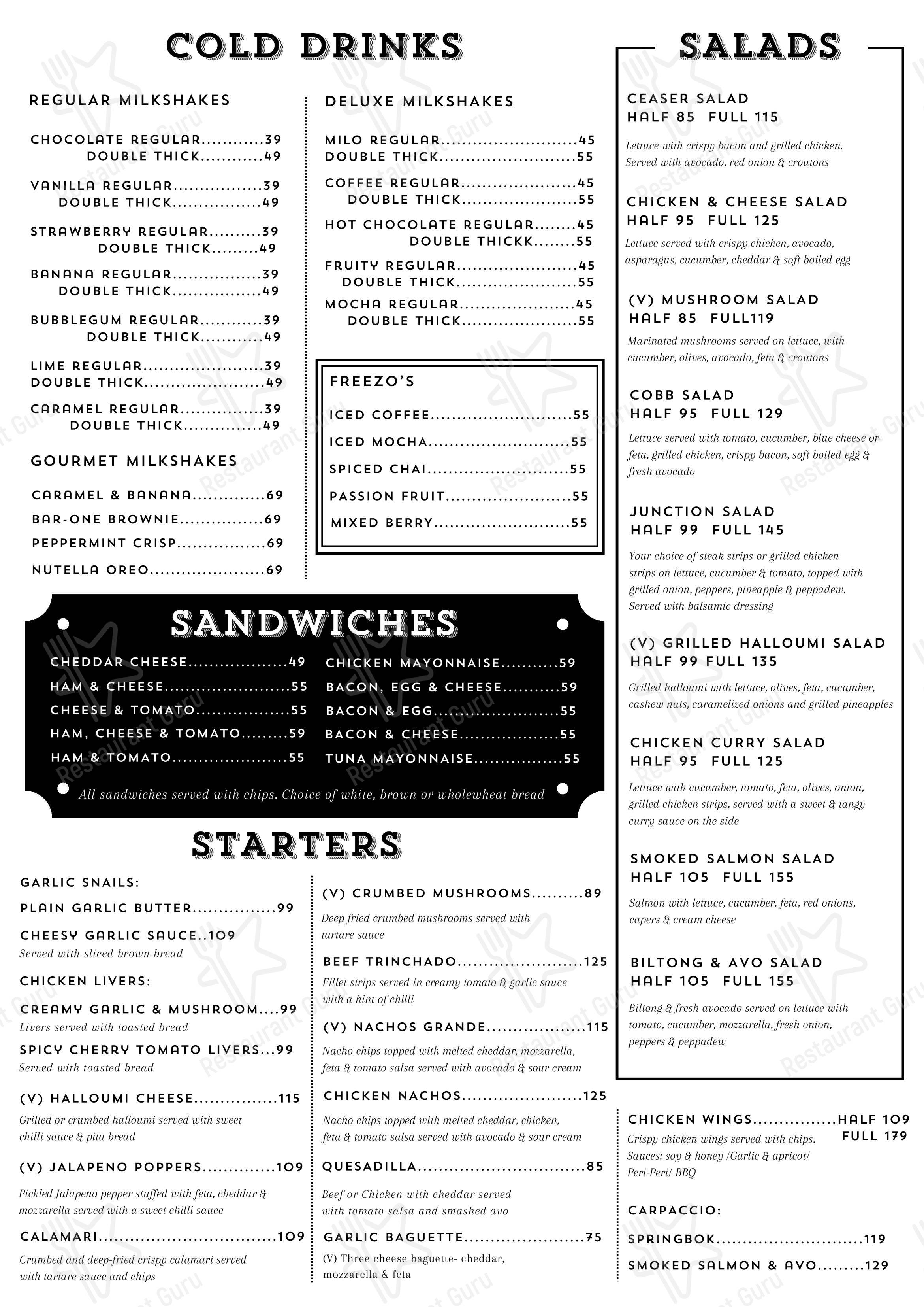 Menu at Letaba Junction restaurant, Letsitele