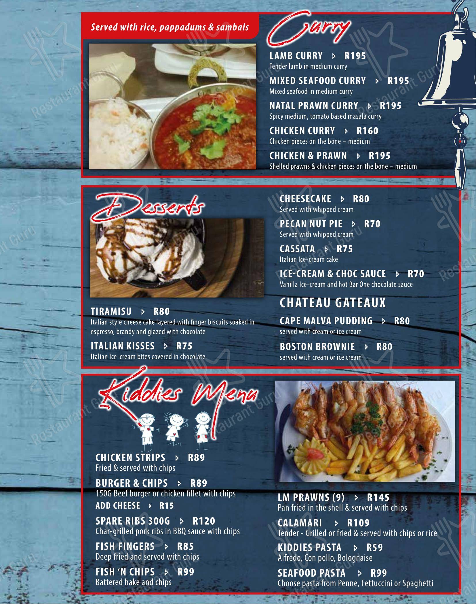 Menu at Lord Prawn Fish & Grill restaurant, Durban