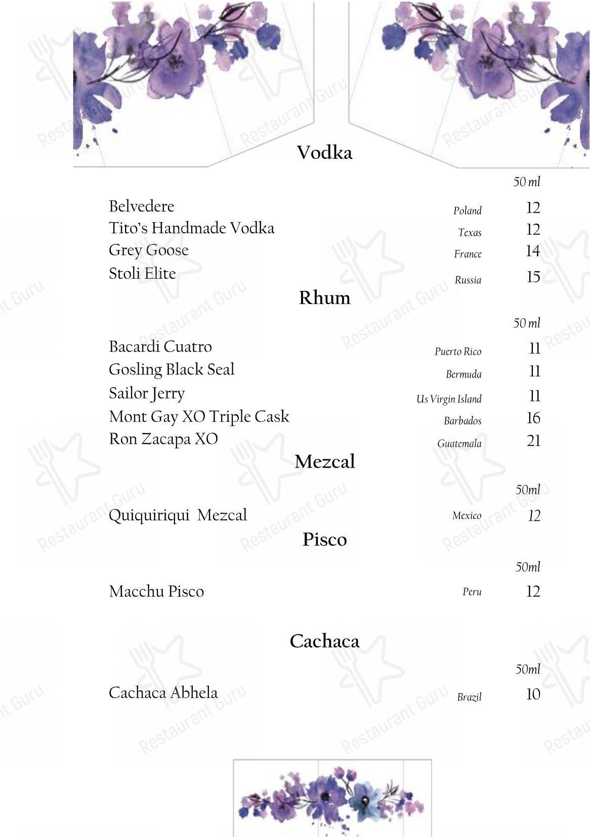 Menu at No. Fifty Cheyne pub & bar, London, 50 Cheyne Walk